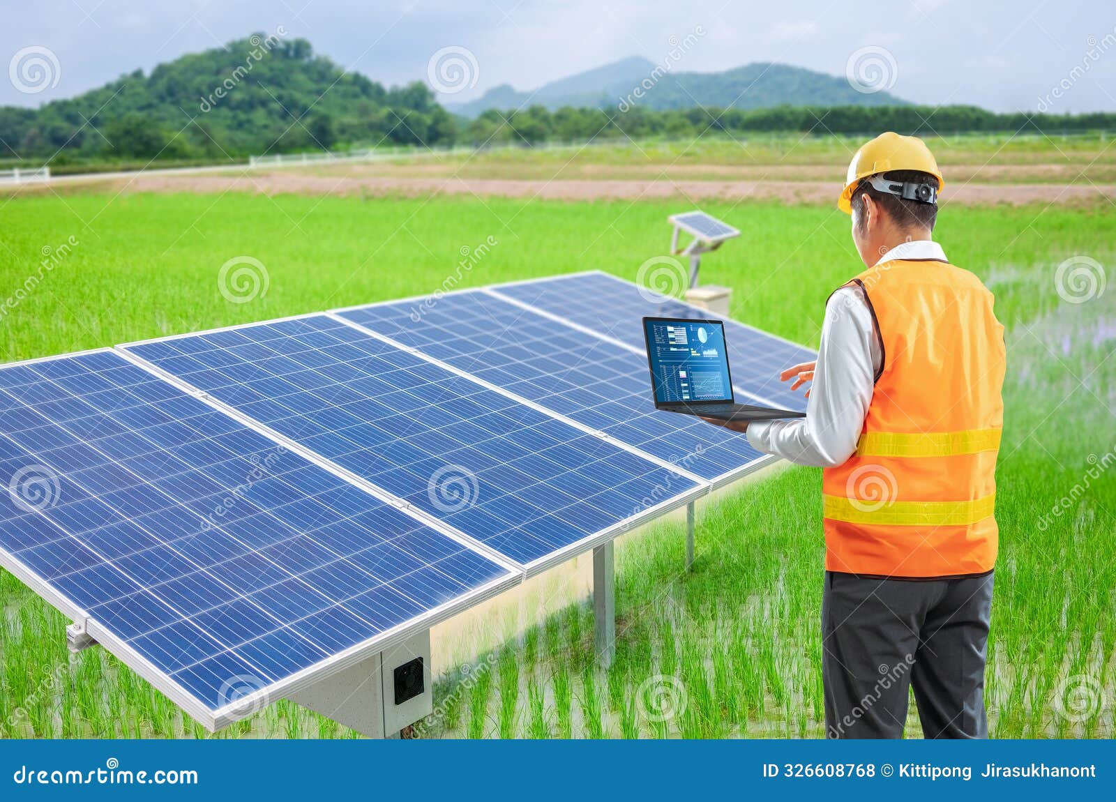 Smart Farm System with Engineer Control Solar Panels Station on Field ...