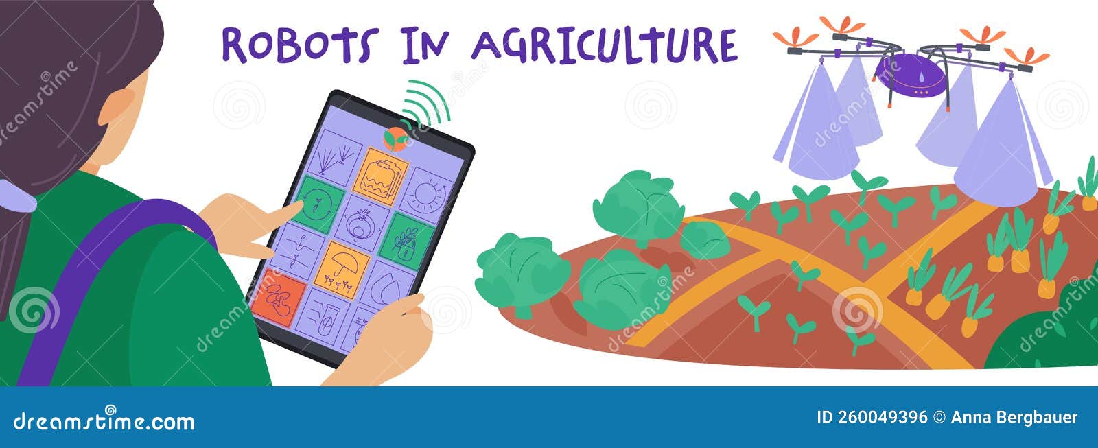 Smart Farming with Agricultural App Controlling the Process. Stock ...