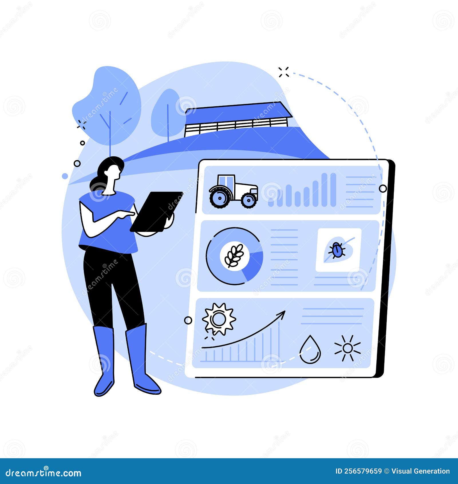 Smart Farming Dashboard Isolated Cartoon Vector Illustrations. Stock ...