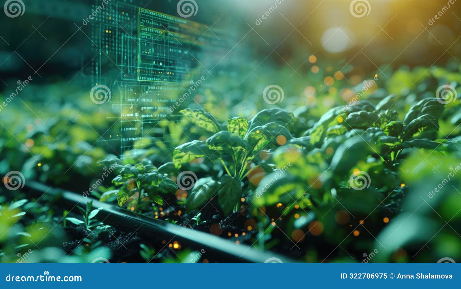 Smart Farming with Data Visualization in Vegetable Field. Stock Image ...