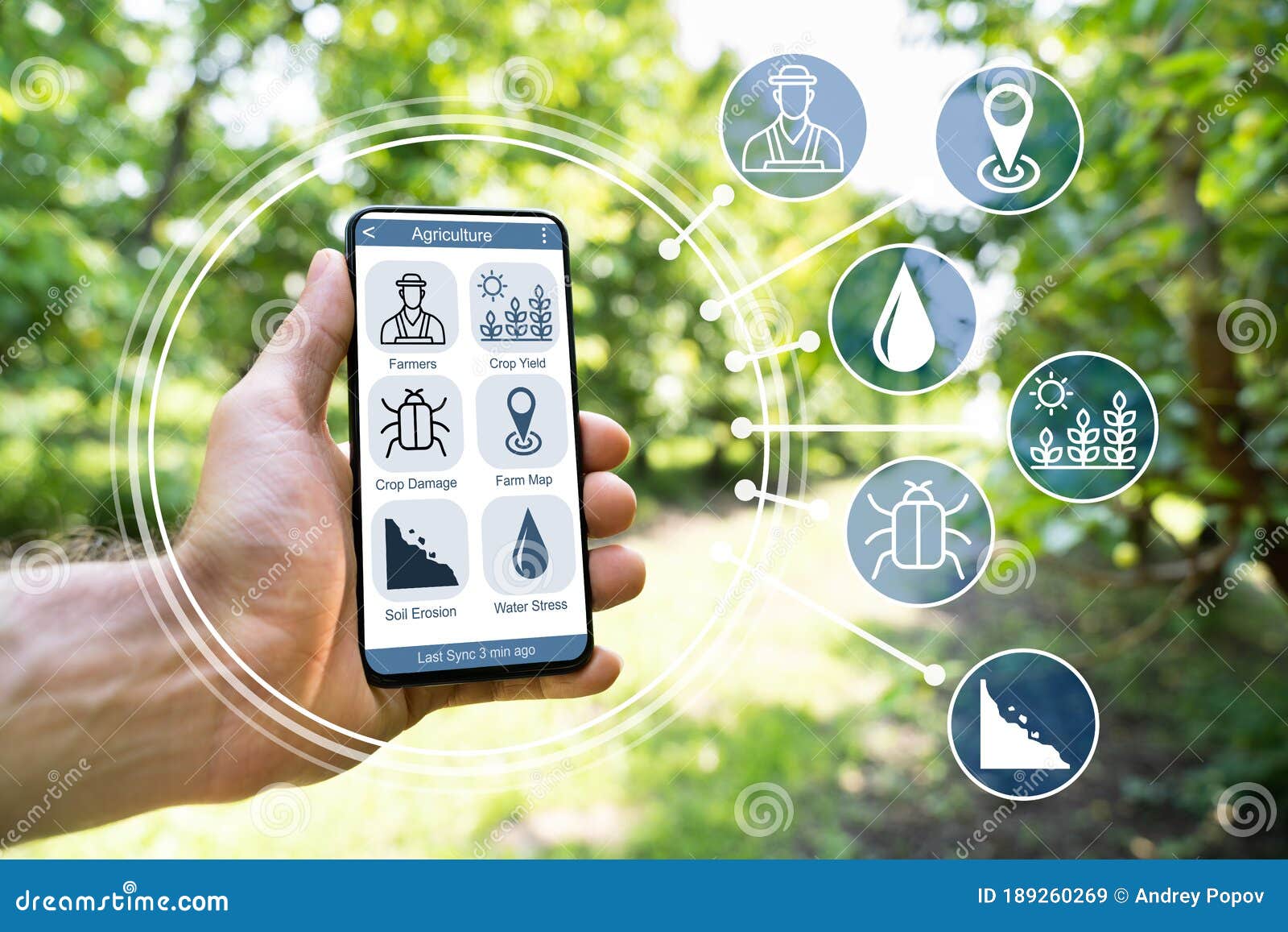 Smart Farming Digital Technology Agriculture App Stock Image - Image of ...