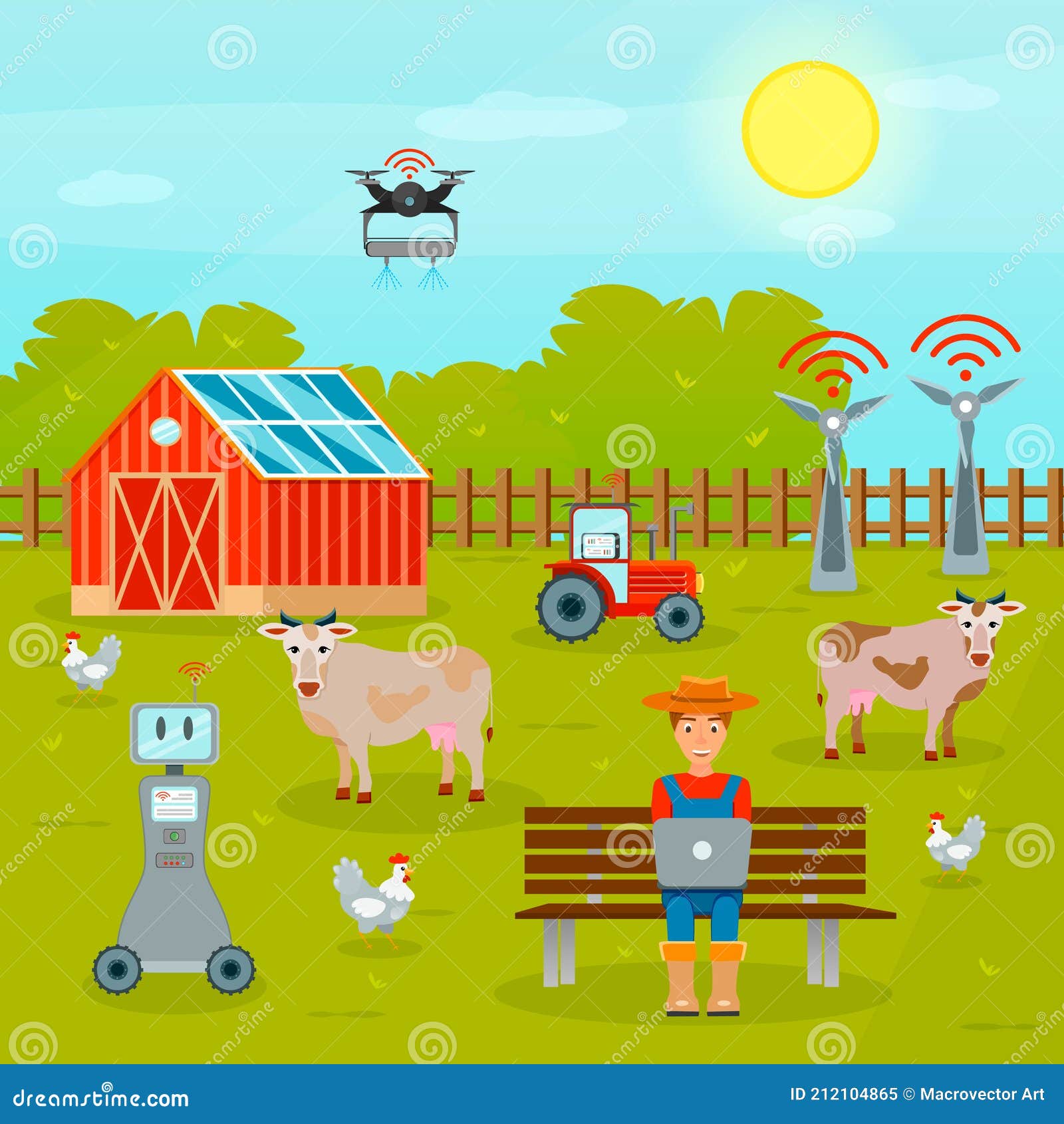 Smart Farming Flat Composition Stock Vector - Illustration of agronomy ...