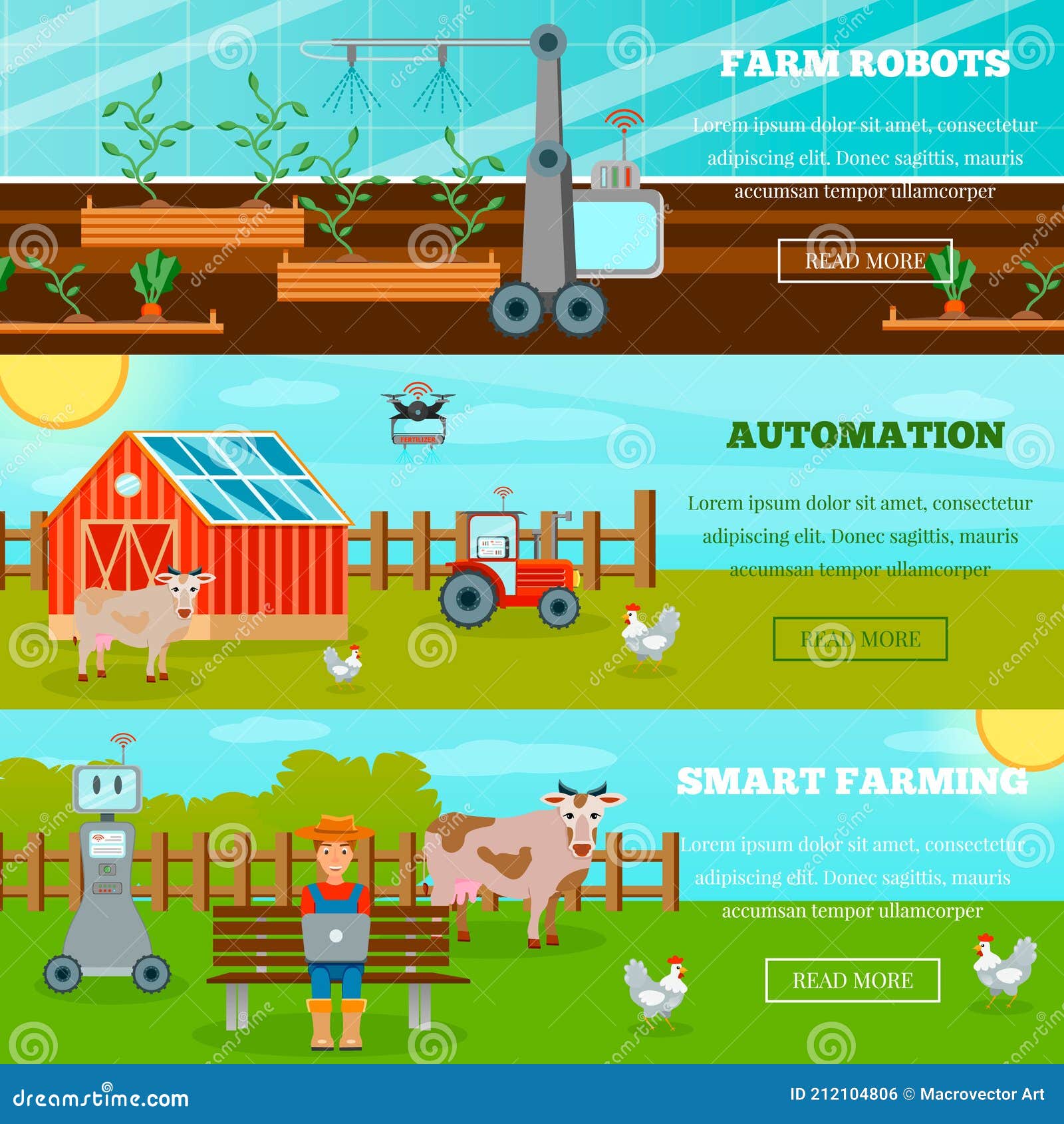 Smart Farming Horizontal Banners Stock Vector - Illustration of botany ...