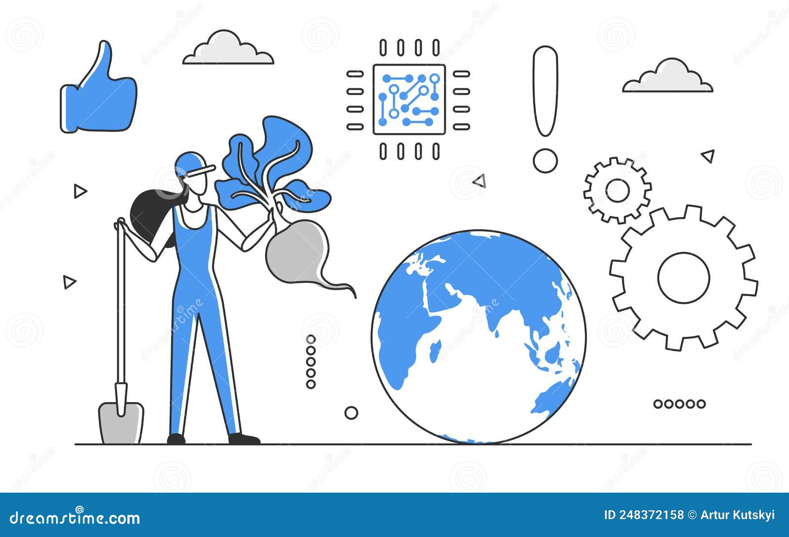 Smart Farming Using Innovative Agriculture Technology Stock Vector ...
