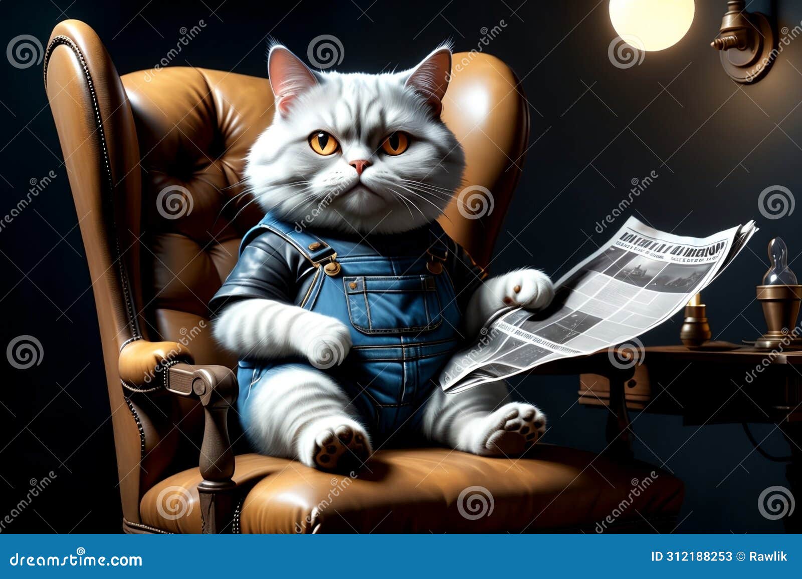 Smart Fat Cat in a Chair Reading a Newspaper Stock Image - Image of ...