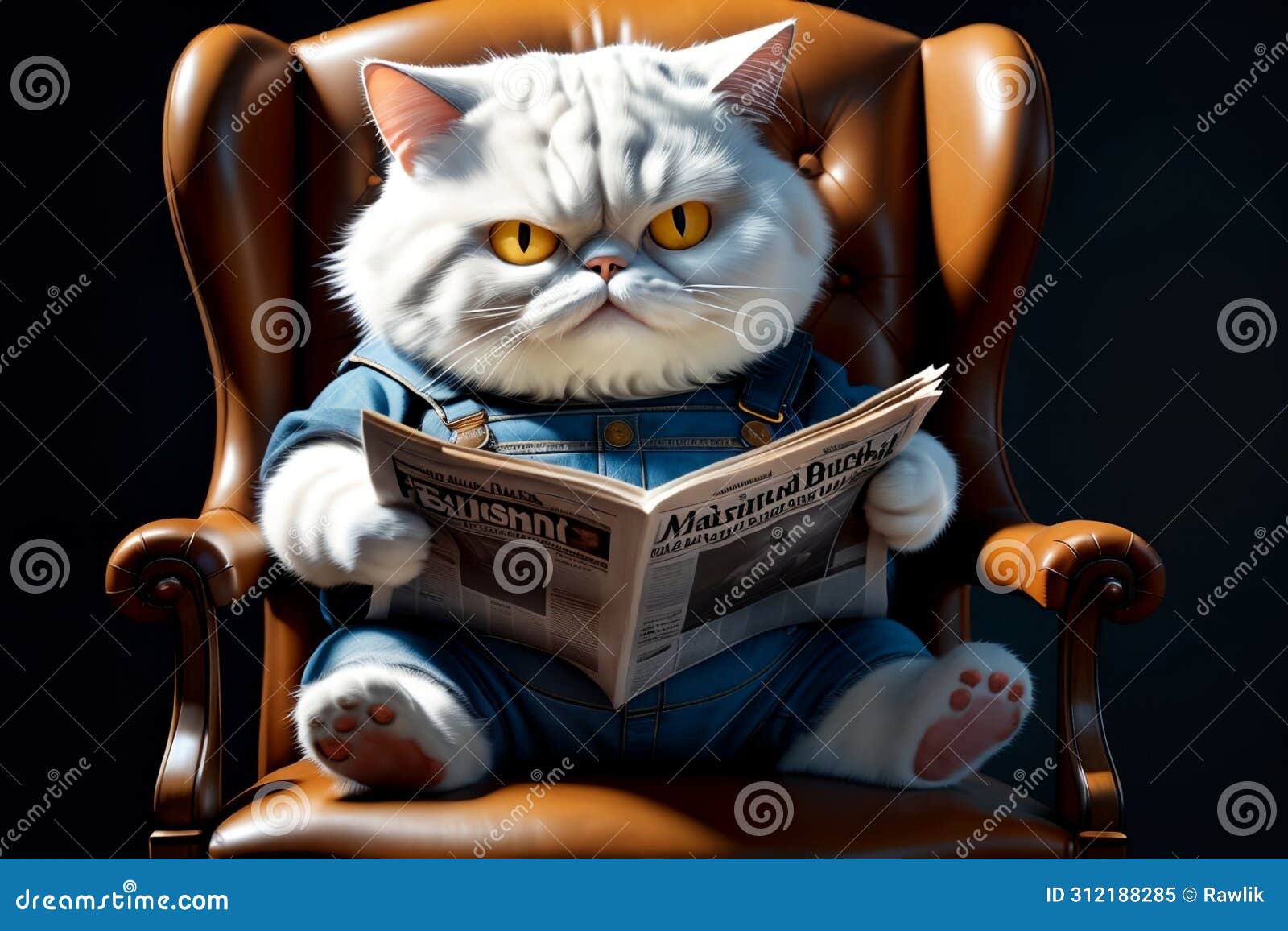Smart Fat Cat in a Chair Reading a Newspaper Stock Image - Image of ...