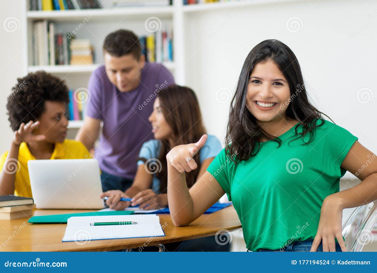 Smart Female Student with Group of Multi Ehtnic Students Stock Photo ...