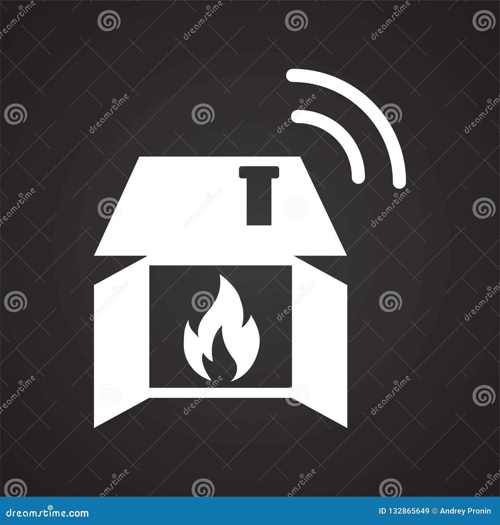 Smart Fire Alarm System Icon on White Background for Graphic and Web ...