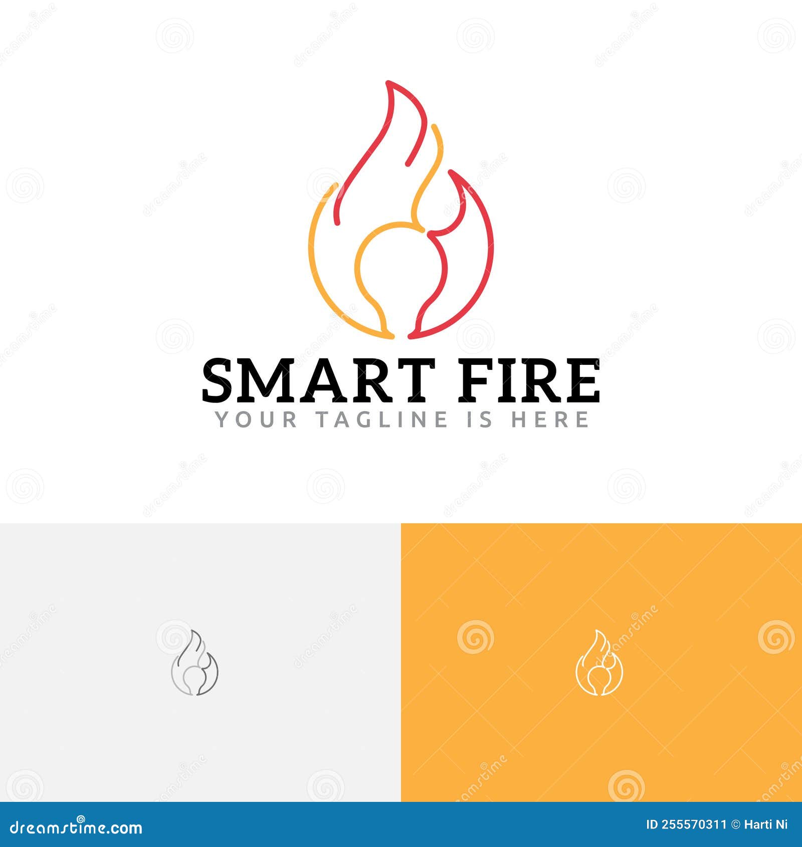 Smart Fire Flame Flare Idea Light Bulb Lamp Logo Stock Illustration ...