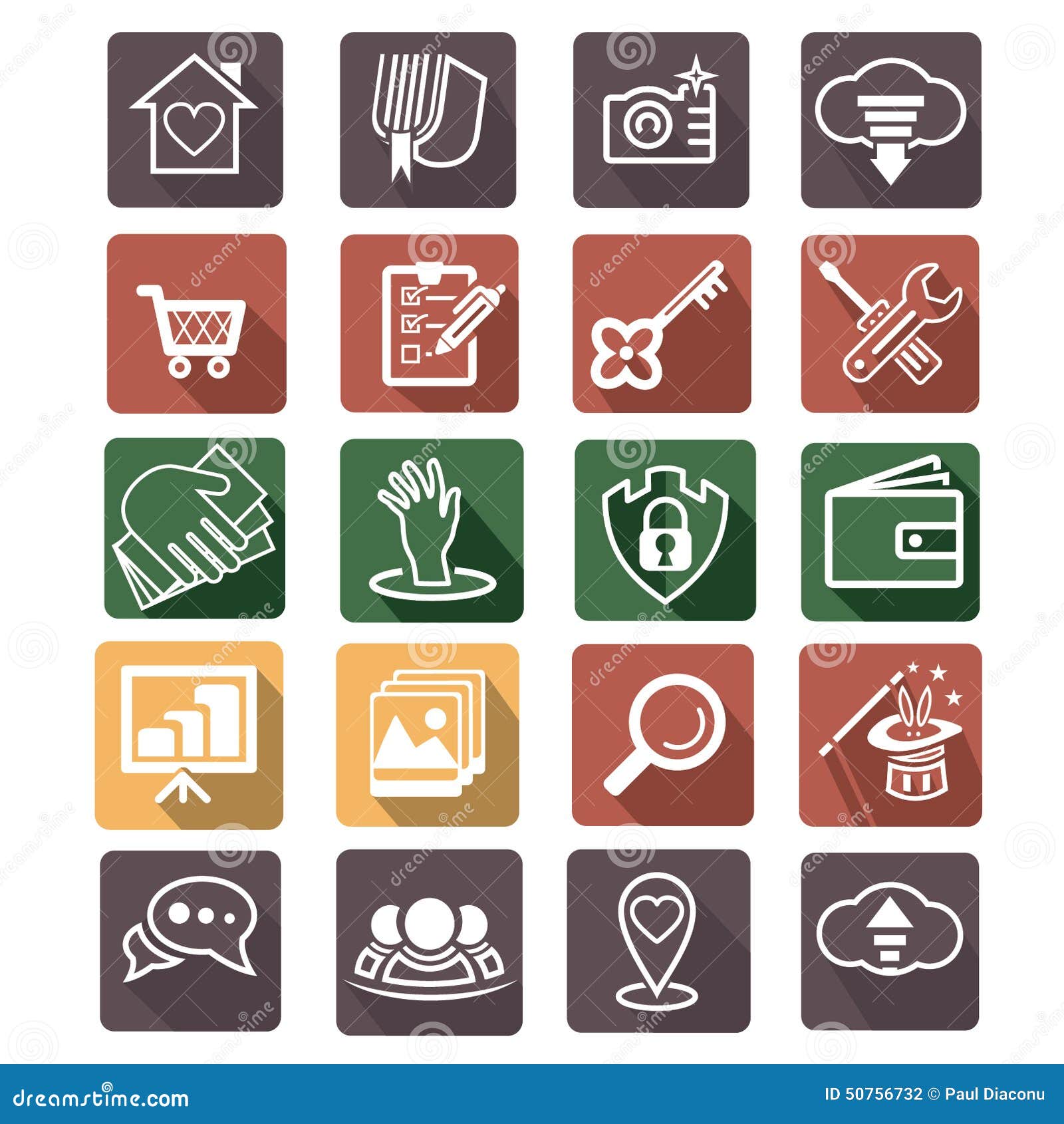 Smart flat icon set stock vector. Illustration of chart - 50756732