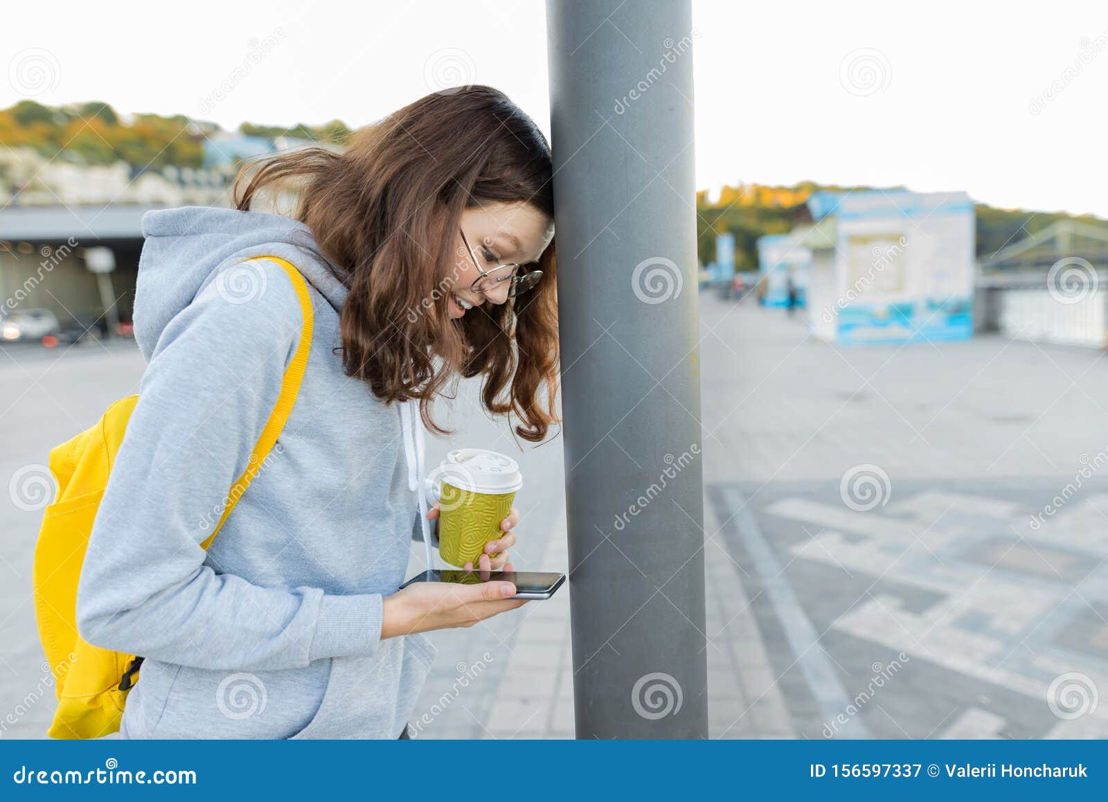 Smart Focused Girl is Distracted by Mobile Phone Stock Image - Image of ...