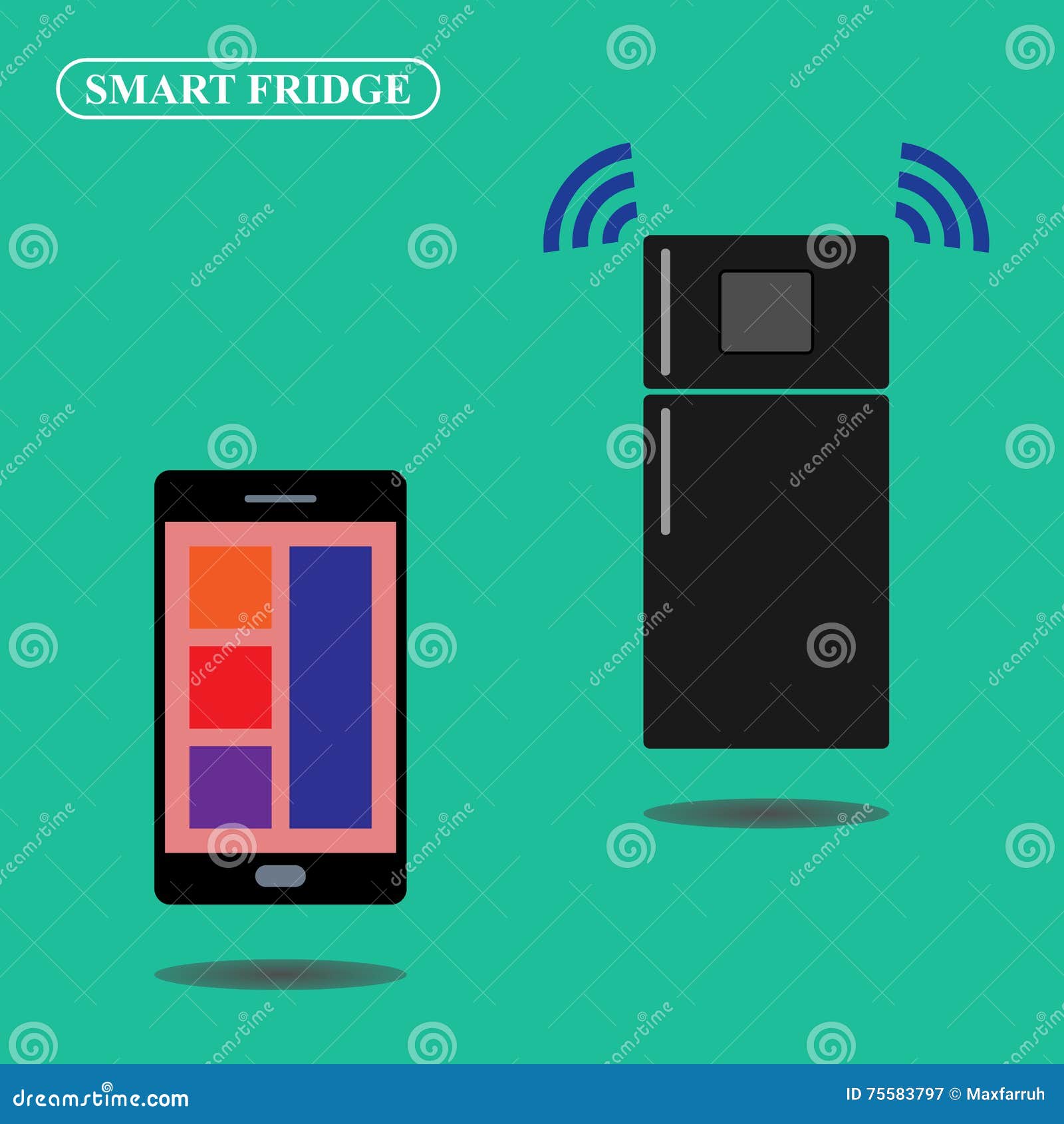 Smart fridge concept stock vector. Illustration of green - 75583797