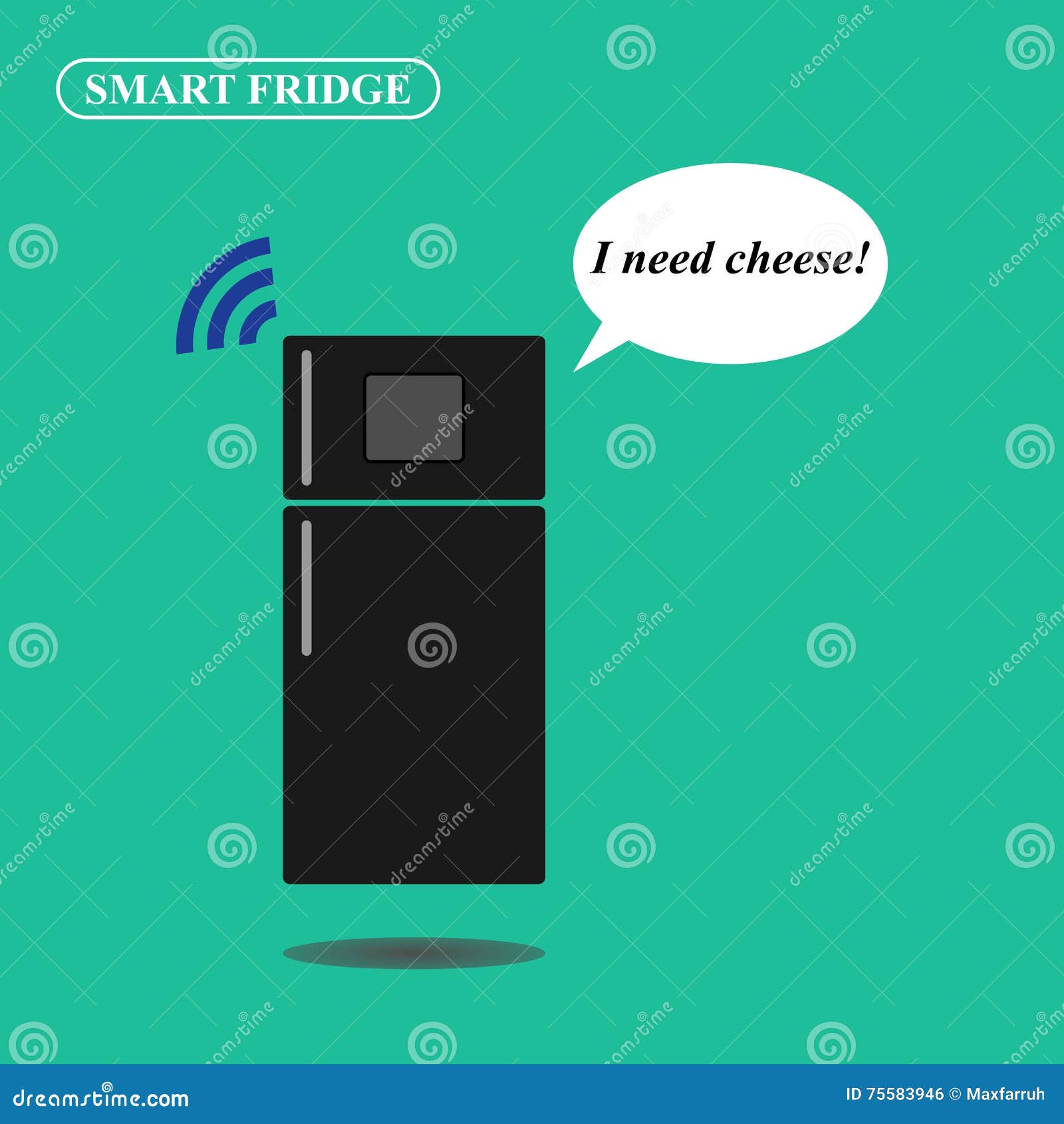 Smart fridge concept stock illustration. Illustration of design - 75583946