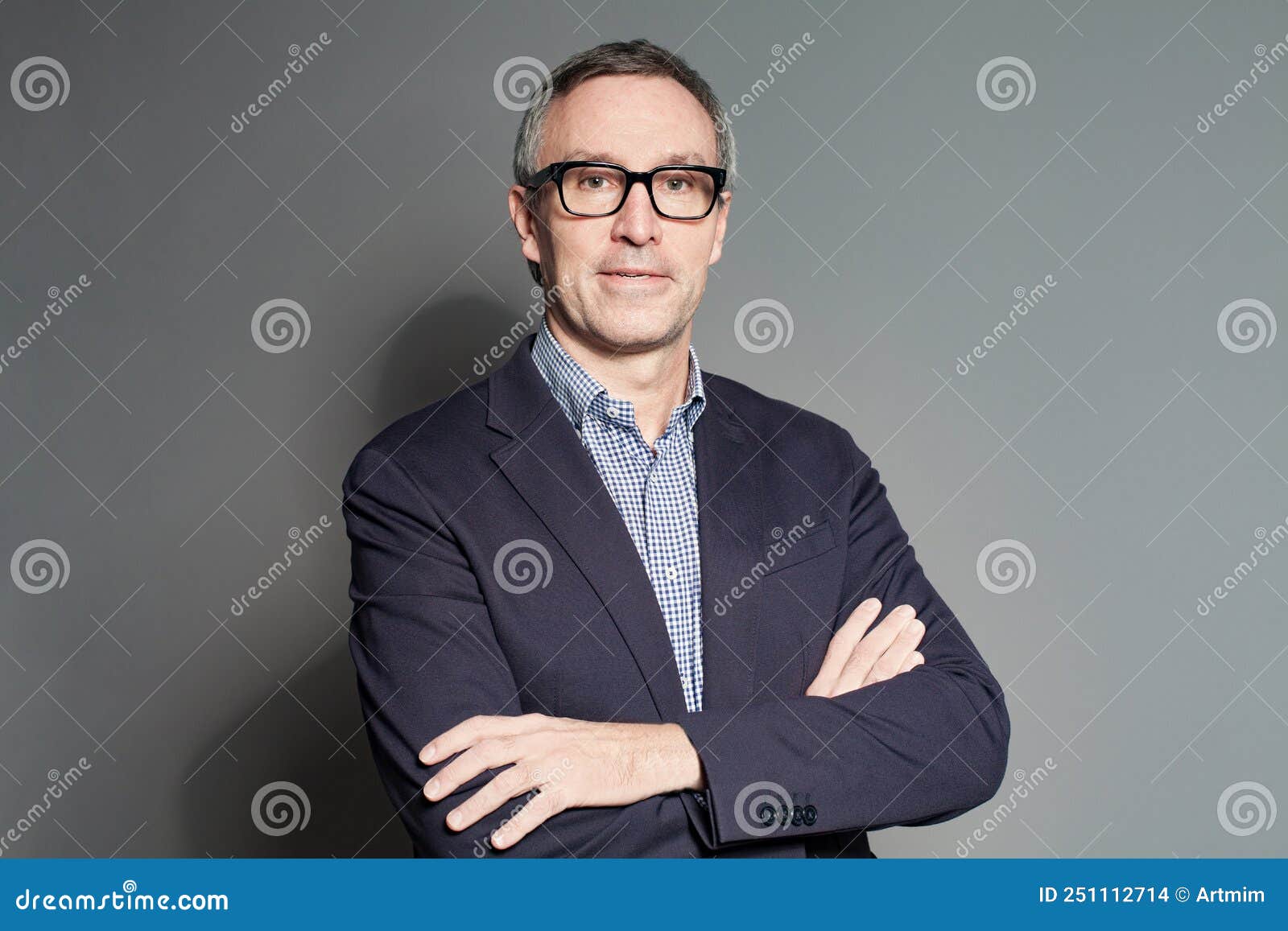 Smart Friendly Professional Man Wearing Glasses on Grey Background ...