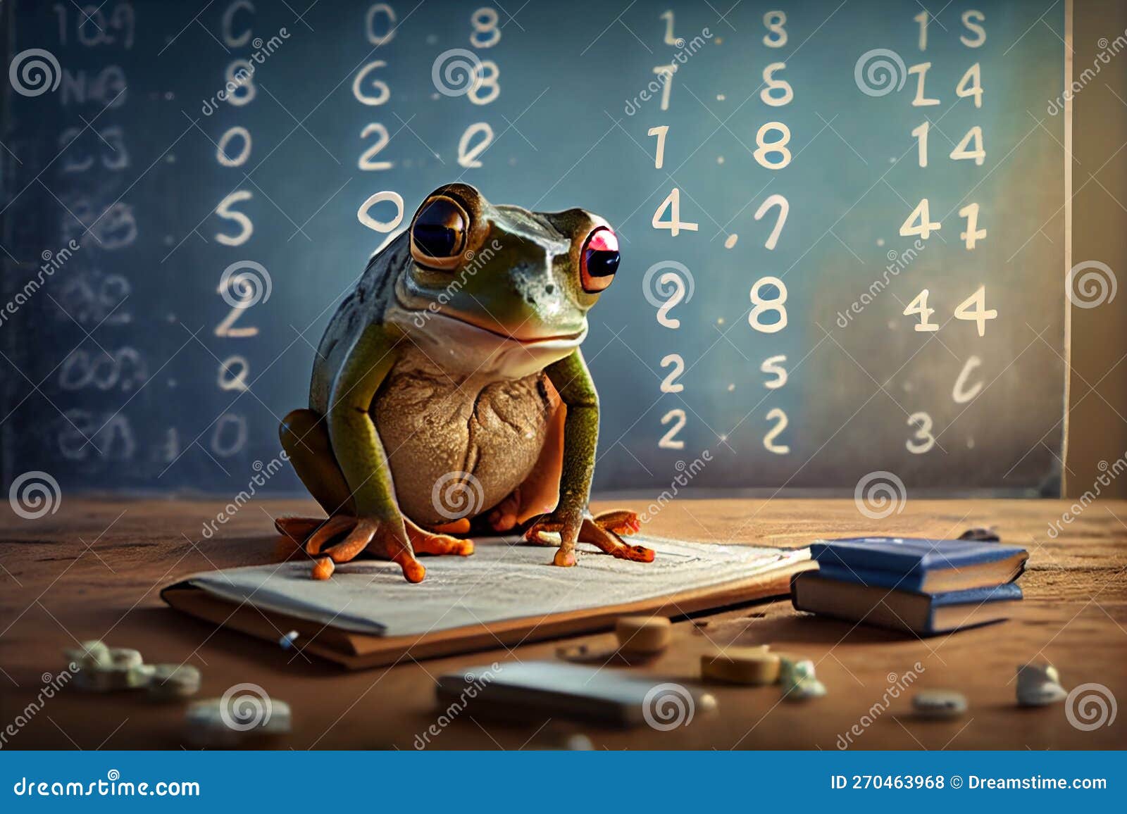 Smart Frog Doing Homework. AI Generated Stock Illustration ...