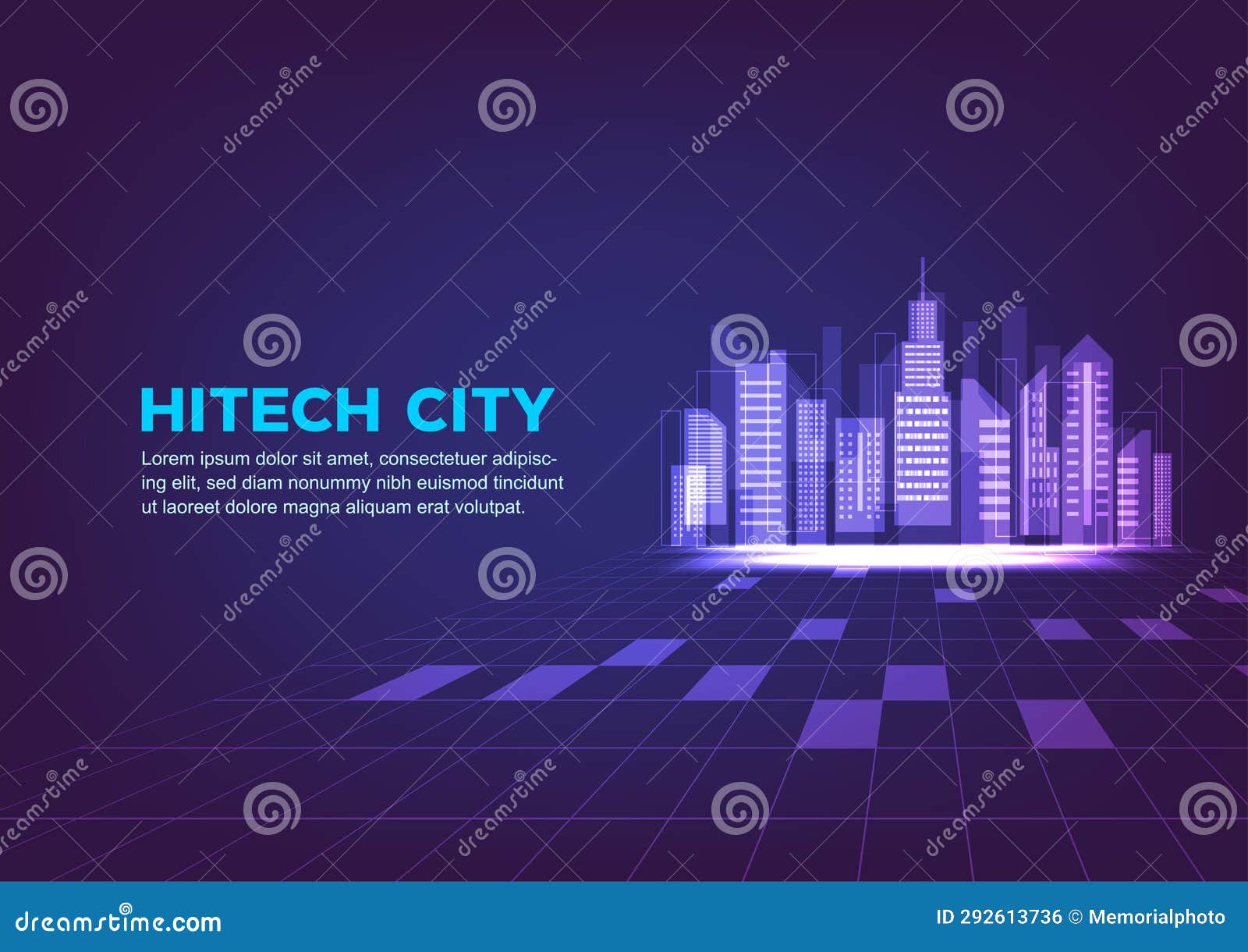 Smart Future City Complex Banner. Innovation Tower Technology Digital ...