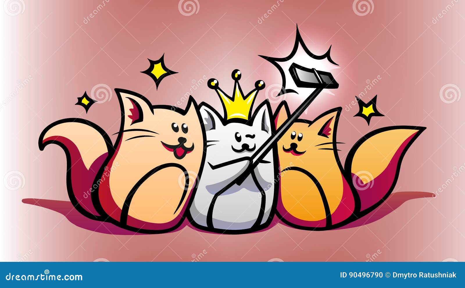 Smart Gadgets and Cute Cartoon Cats Stock Vector - Illustration of ...