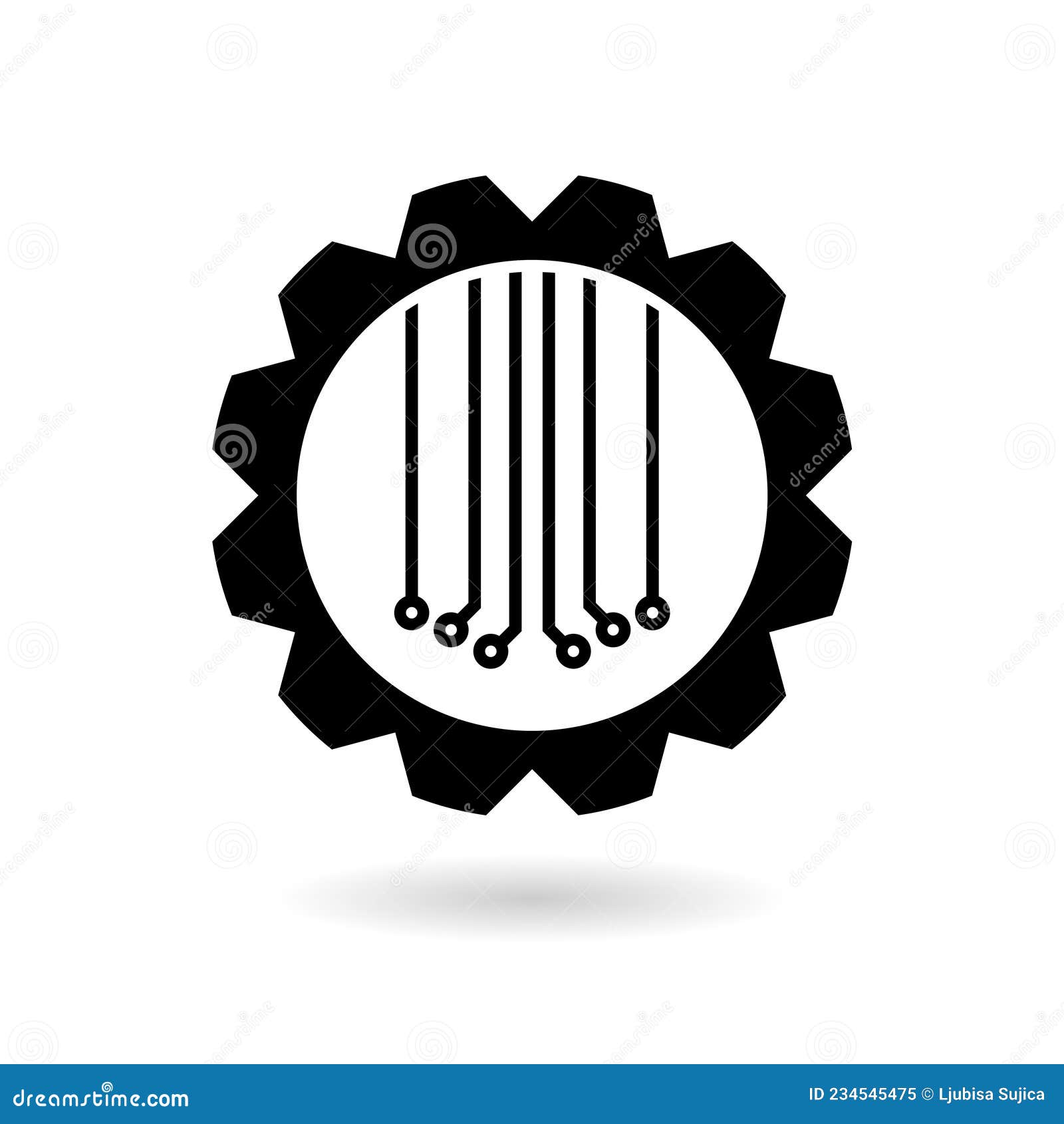 Smart Gear Icon with Shadow Stock Vector - Illustration of cogwheel ...