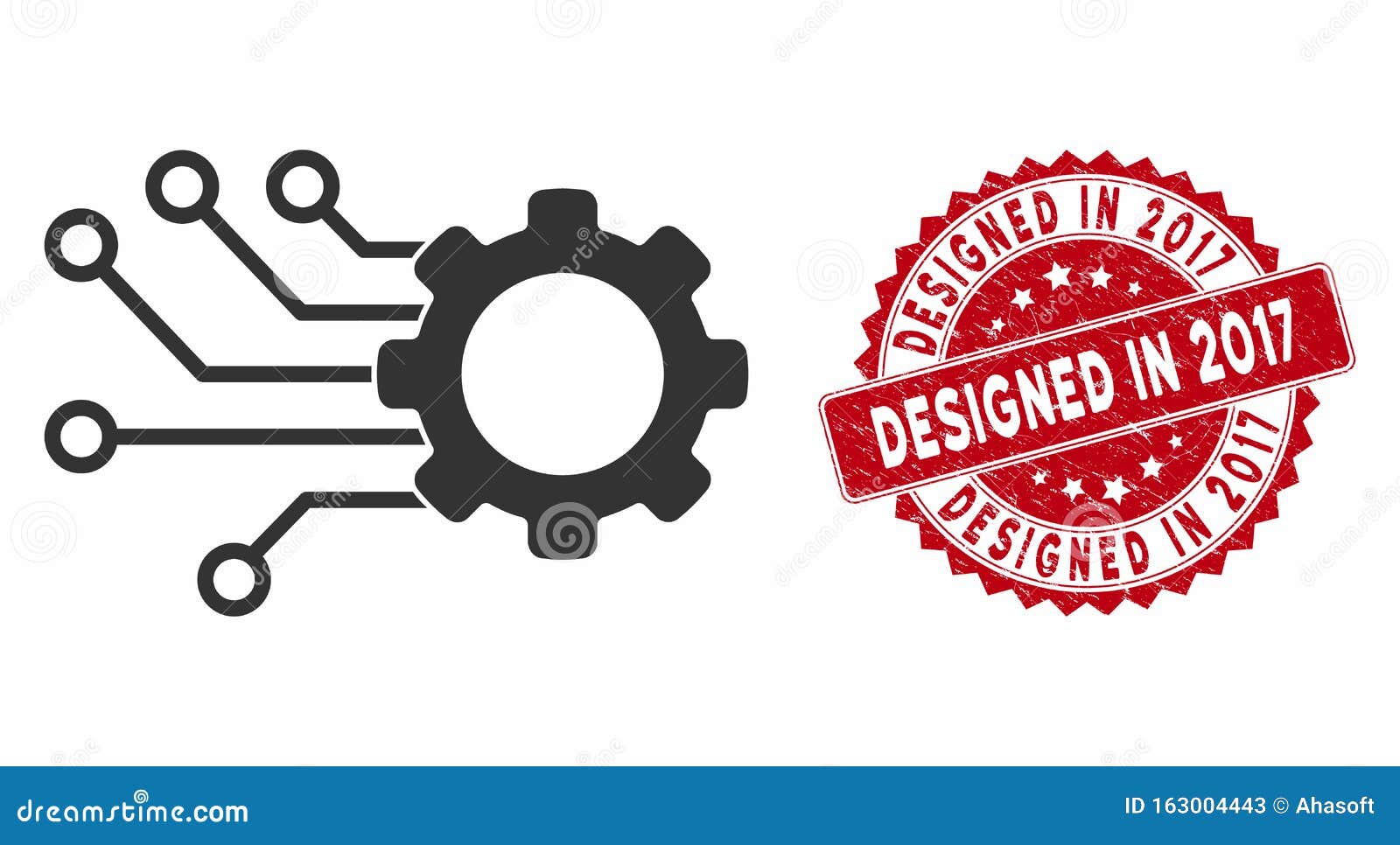 Smart Gear Icon with Textured Designed in 2017 Stamp Stock Illustration ...