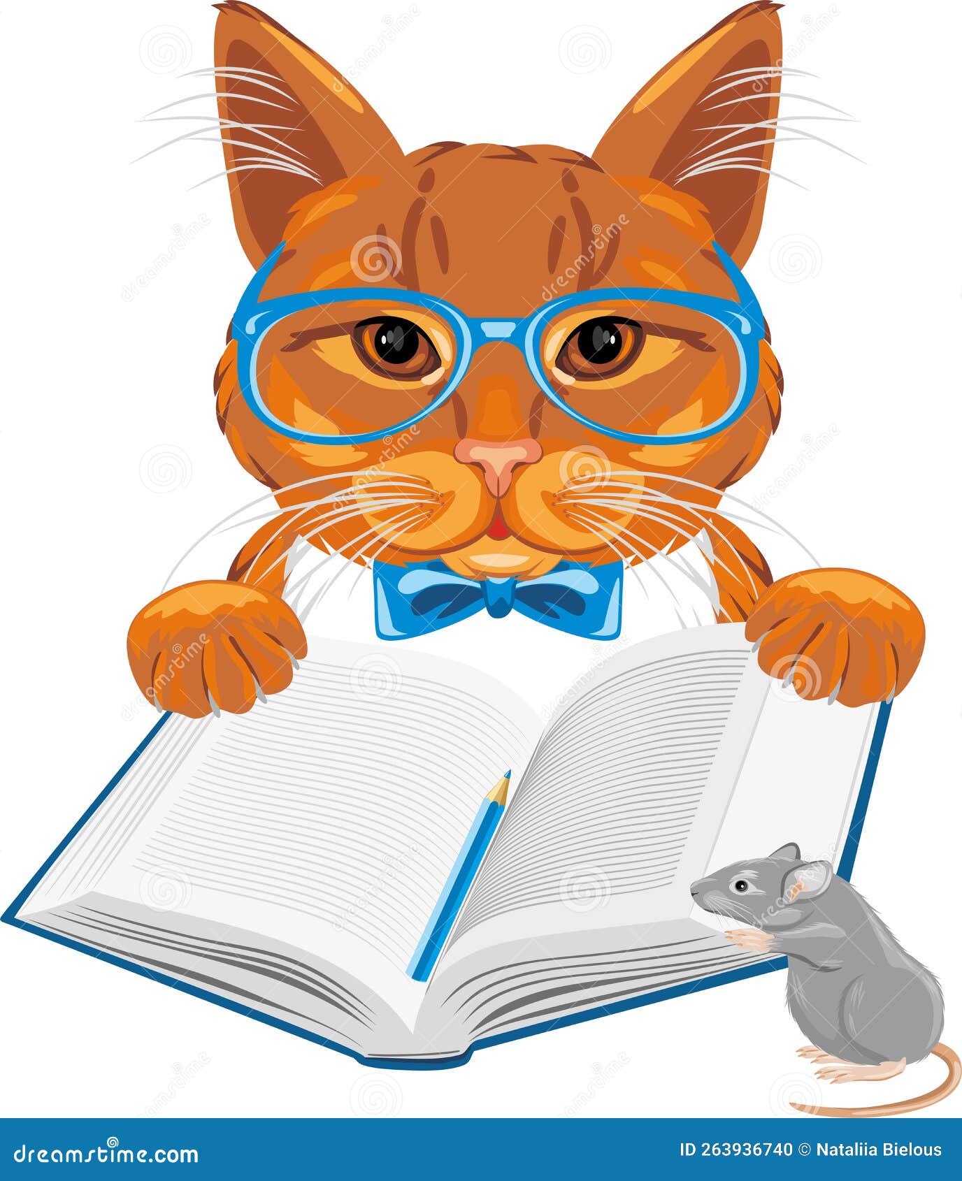 Smart Ginger Cat and Funny Mouse Stock Vector - Illustration of cute ...