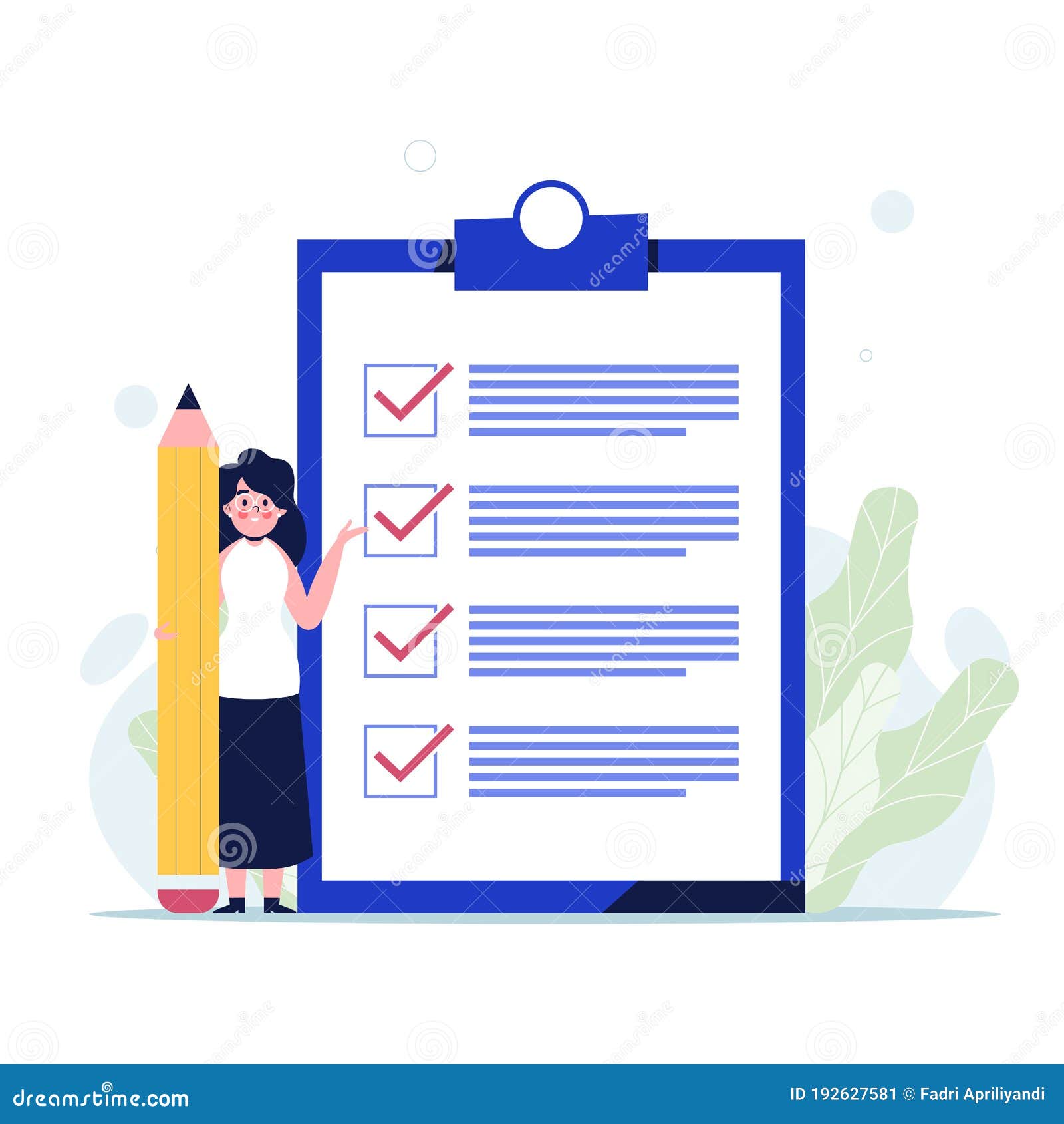 Smart Girl Checking Giant Check List Stock Vector - Illustration of ...