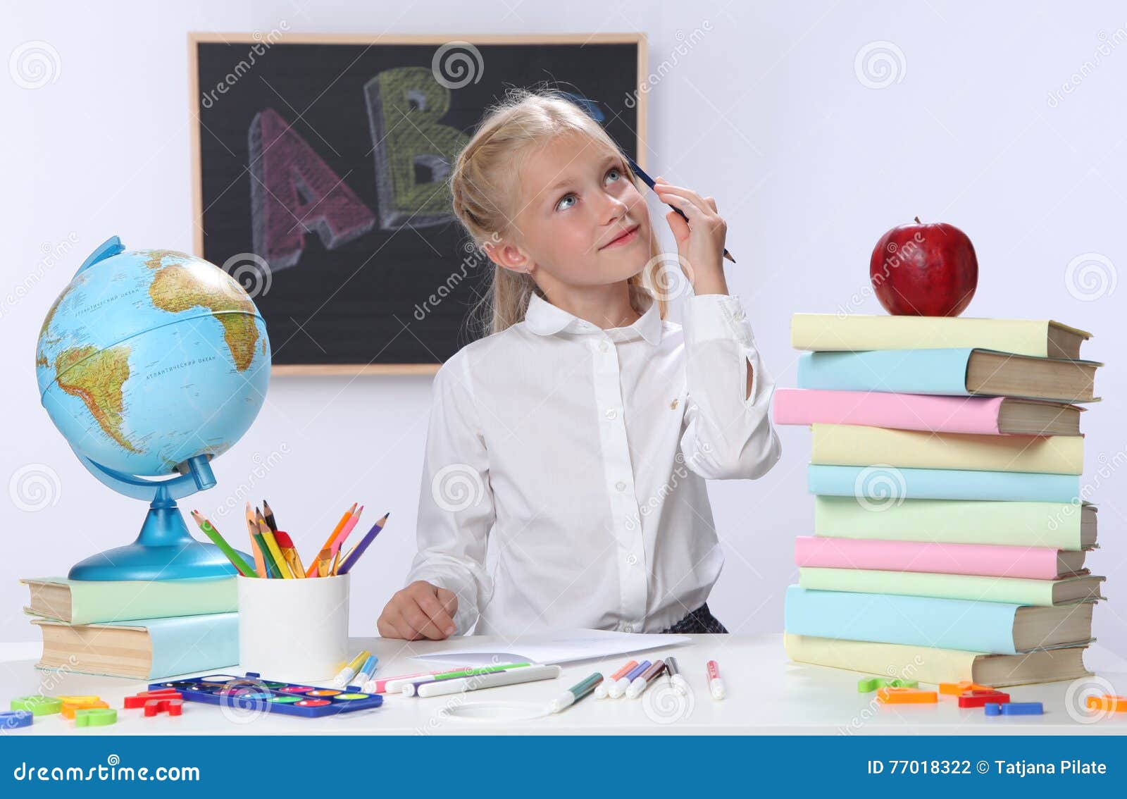 Smart girl stock photo. Image of happiness, blond, notebook - 77018322