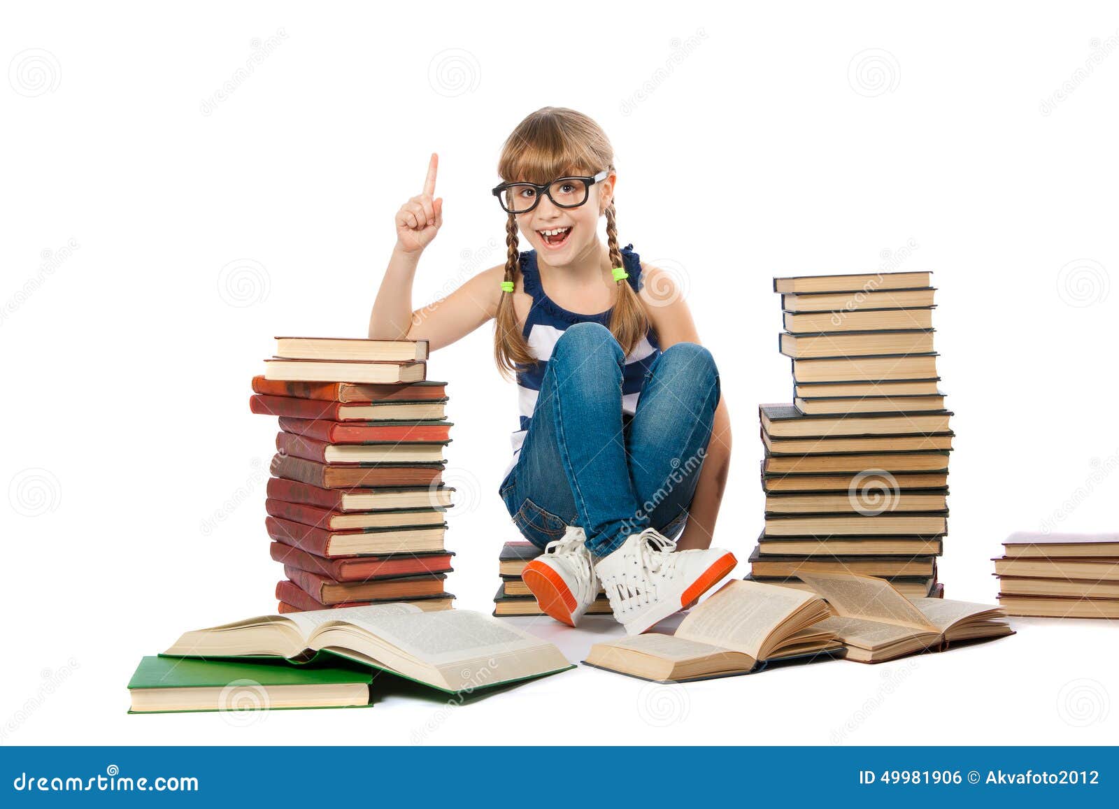 Smart girl reading a book stock photo. Image of adorable - 49981906