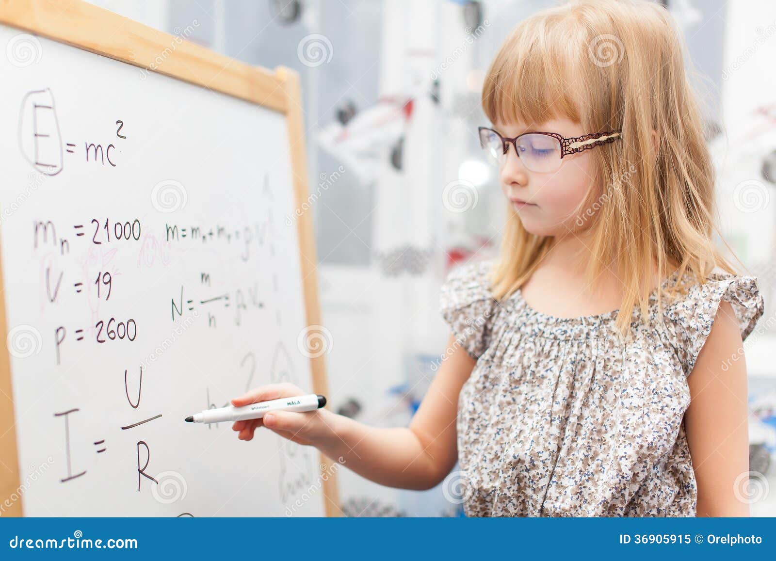 Smart girl stock image. Image of blackboard, standing - 36905915