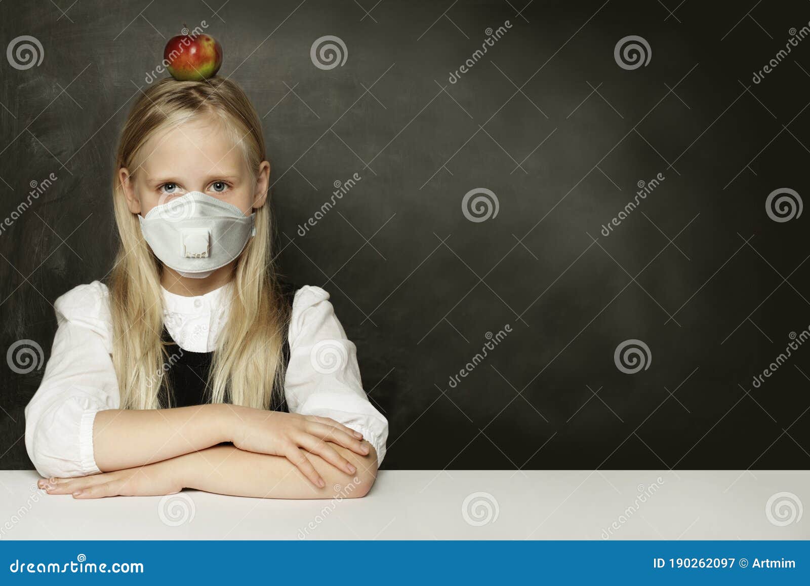 Smart Girl Student in Protective Face Mask in Classroom Stock Image ...