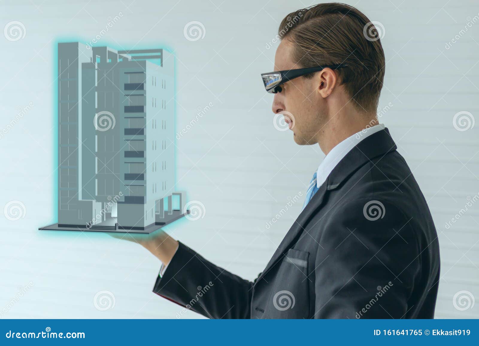 Smart Glasses Device Technology Concept, Engineering Hold the Building ...
