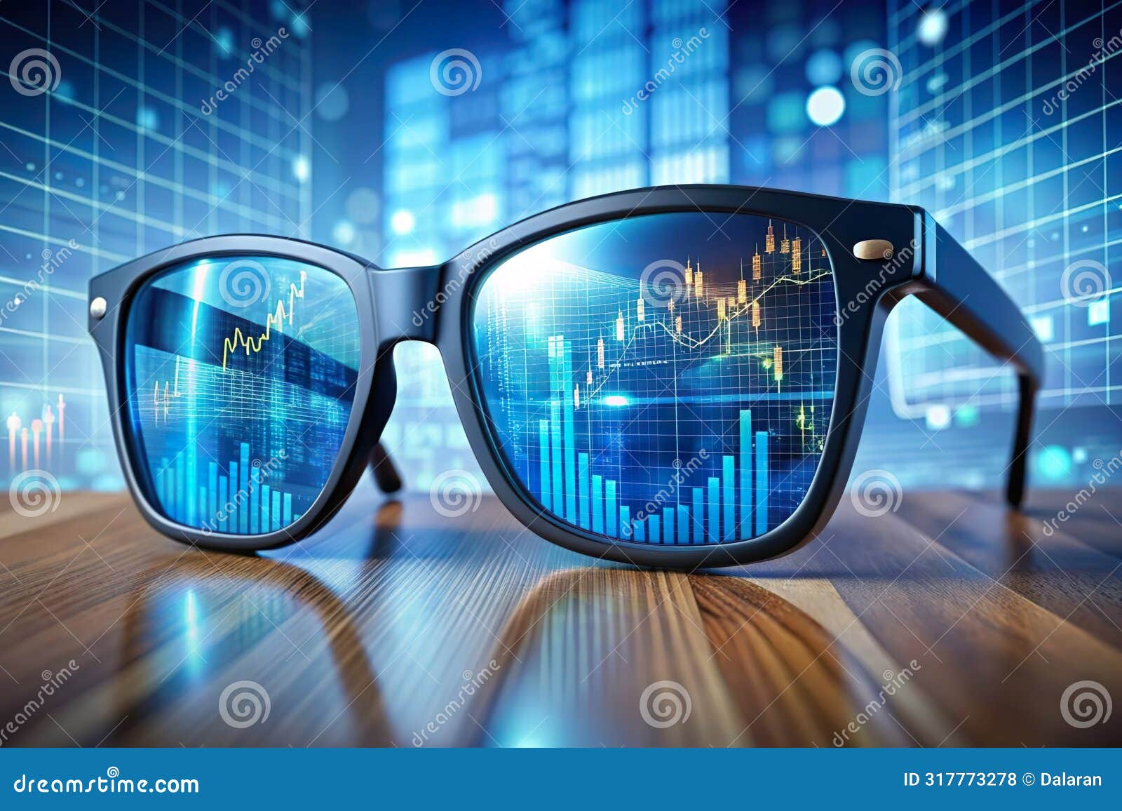 Smart Glasses Projecting Data Chart and Graph Stock Photo - Image of ...