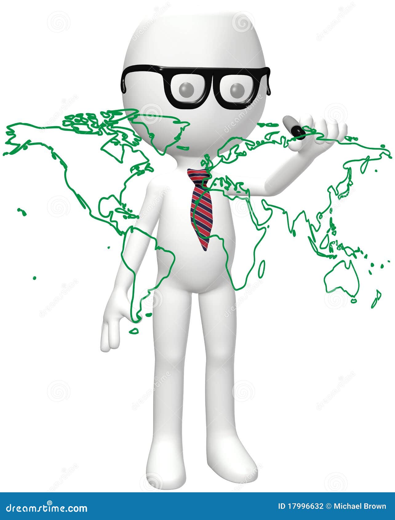 Smart Global Person Marker Drawing World Map Stock Illustration ...