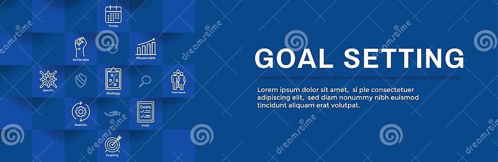 Smart Goals or Goal Setting Icon Set and Web Header Banner Stock Vector ...