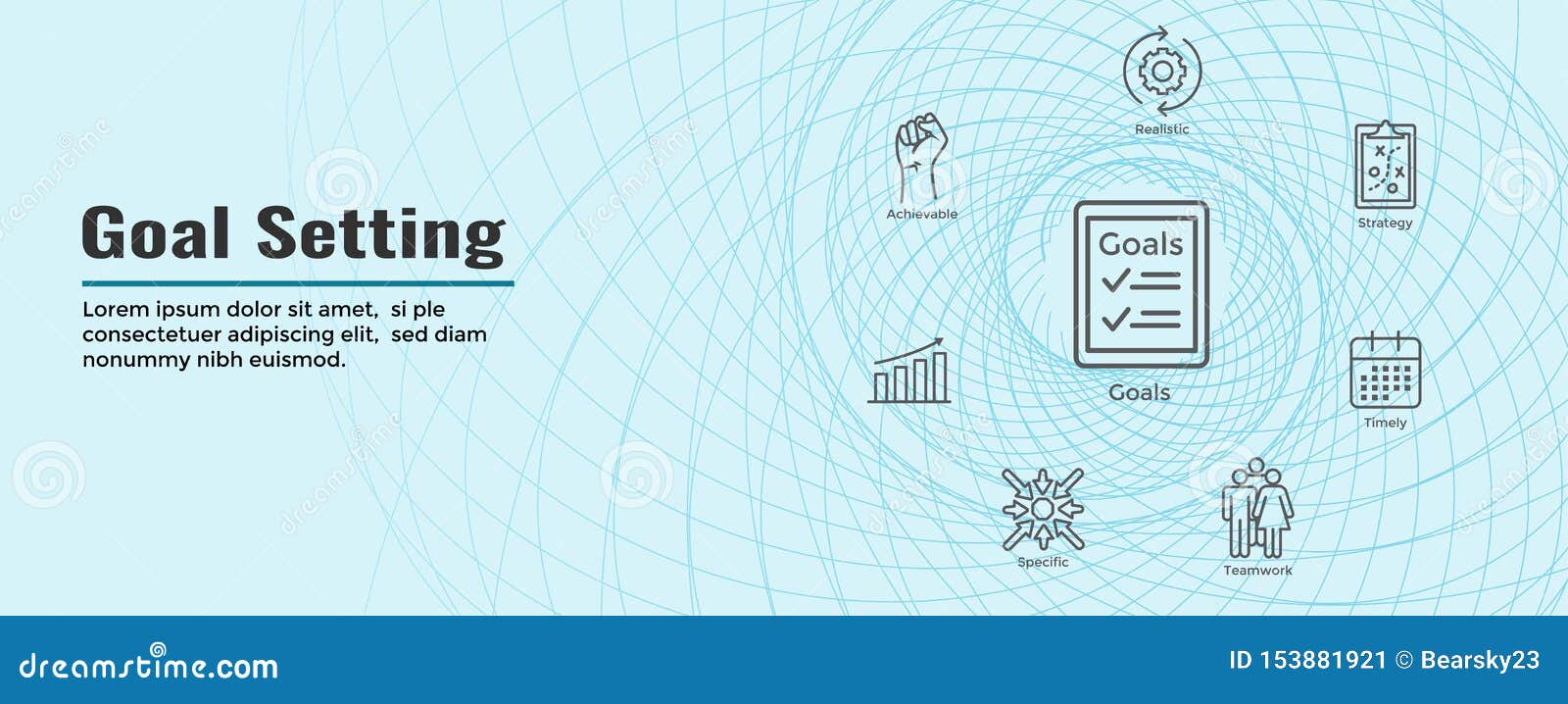 Smart Goals or Goal Setting Icon Set and Web Header Banner Stock Vector ...