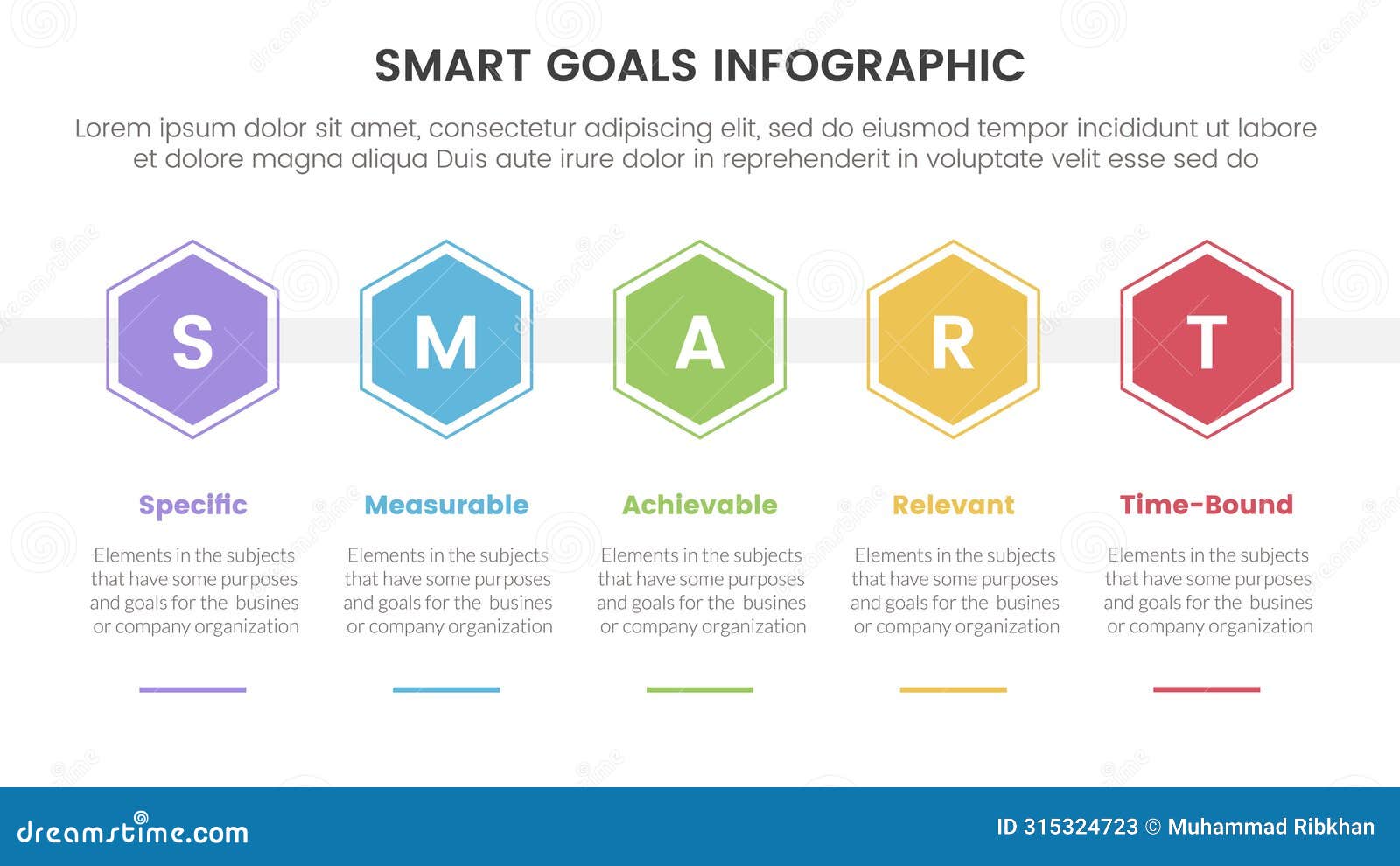 SMART Goals Setting Framework Infographic with Honeycomb Hexagon Shape ...