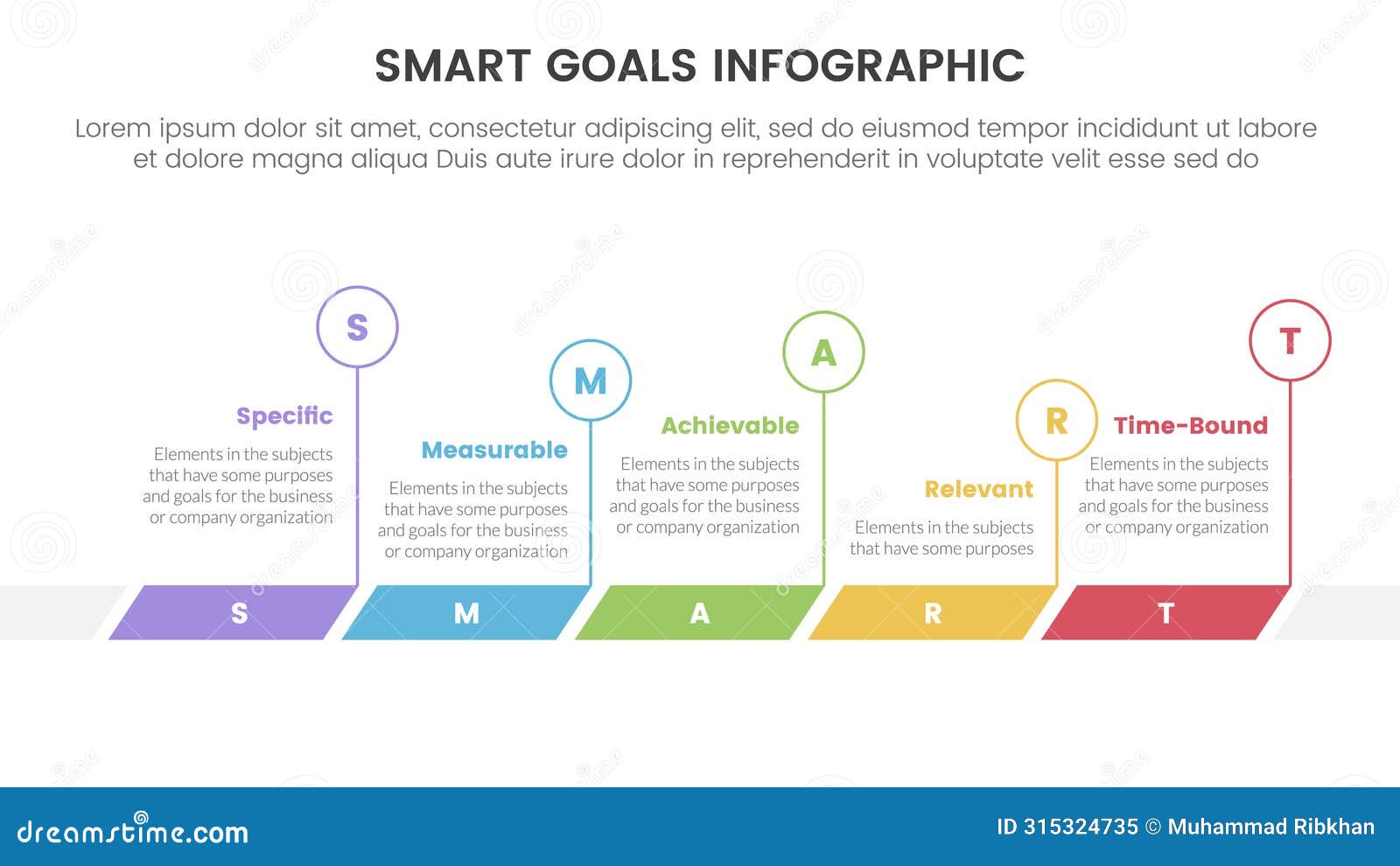 SMART Goals Setting Framework Infographic with Timeline Horizontal ...