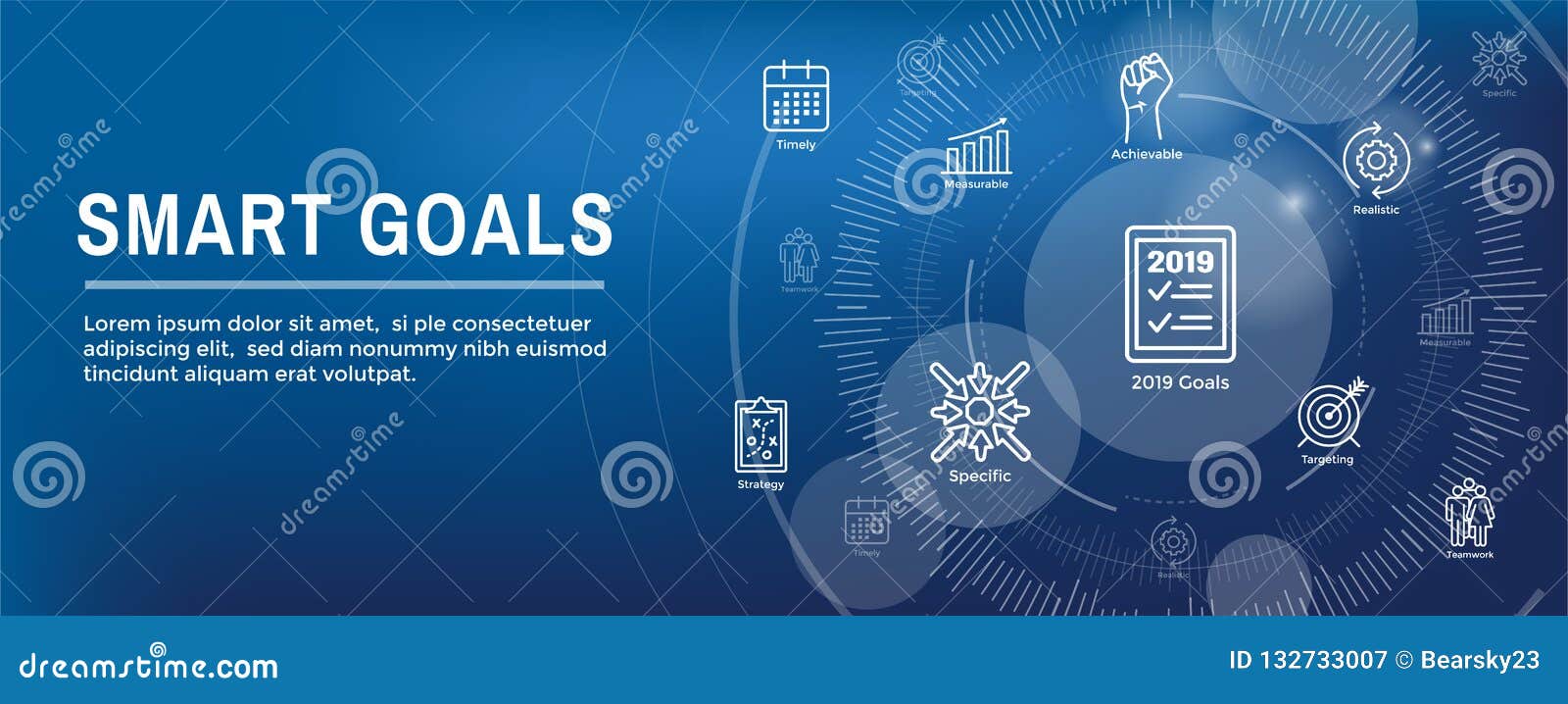 2019 SMART Goals Vector Graphic with Smart Goal Keywords Stock Vector ...