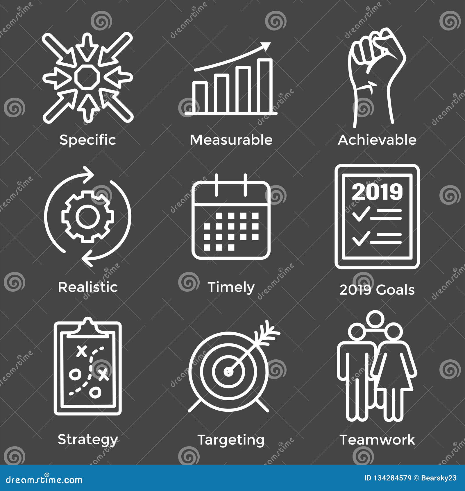 2019 SMART Goals Vector Graphic with Smart Goal Keywords Stock Vector ...