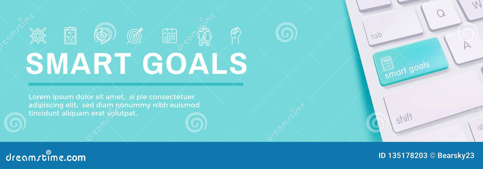 2019 SMART Goals Vector Graphic with Smart Goal Keywords Stock Vector ...