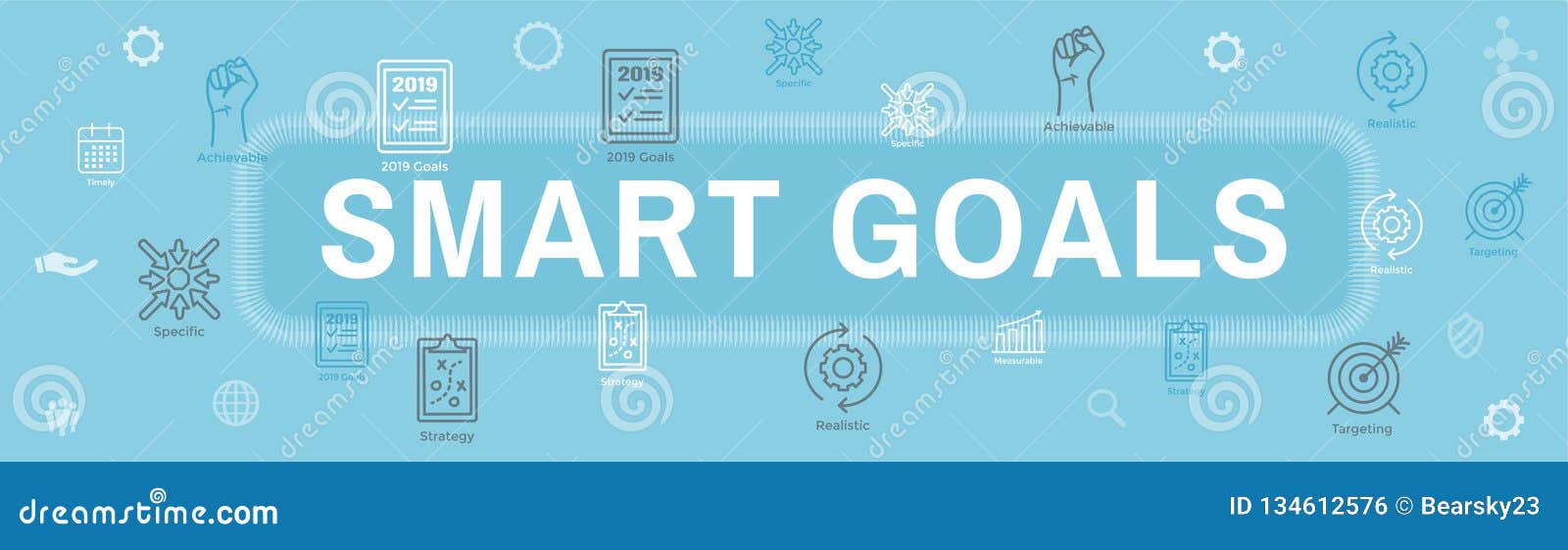 2019 SMART Goals Vector Graphic with Smart Goal Keywords Stock Vector ...