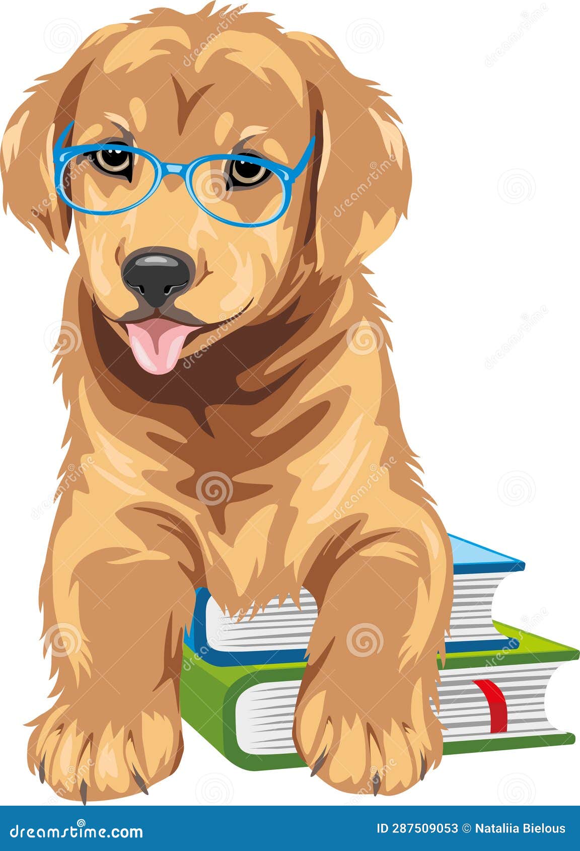 Smart Golden Retriever with Books Stock Vector - Illustration of ...