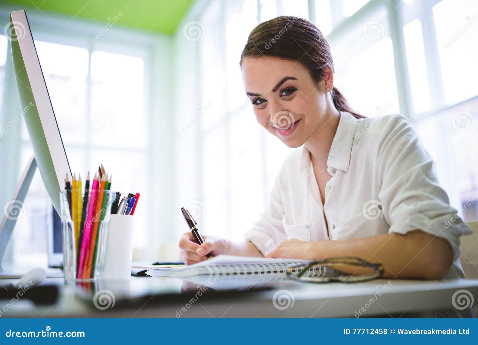 Smart Graphic Designer Writing on Document Stock Photo - Image of ...