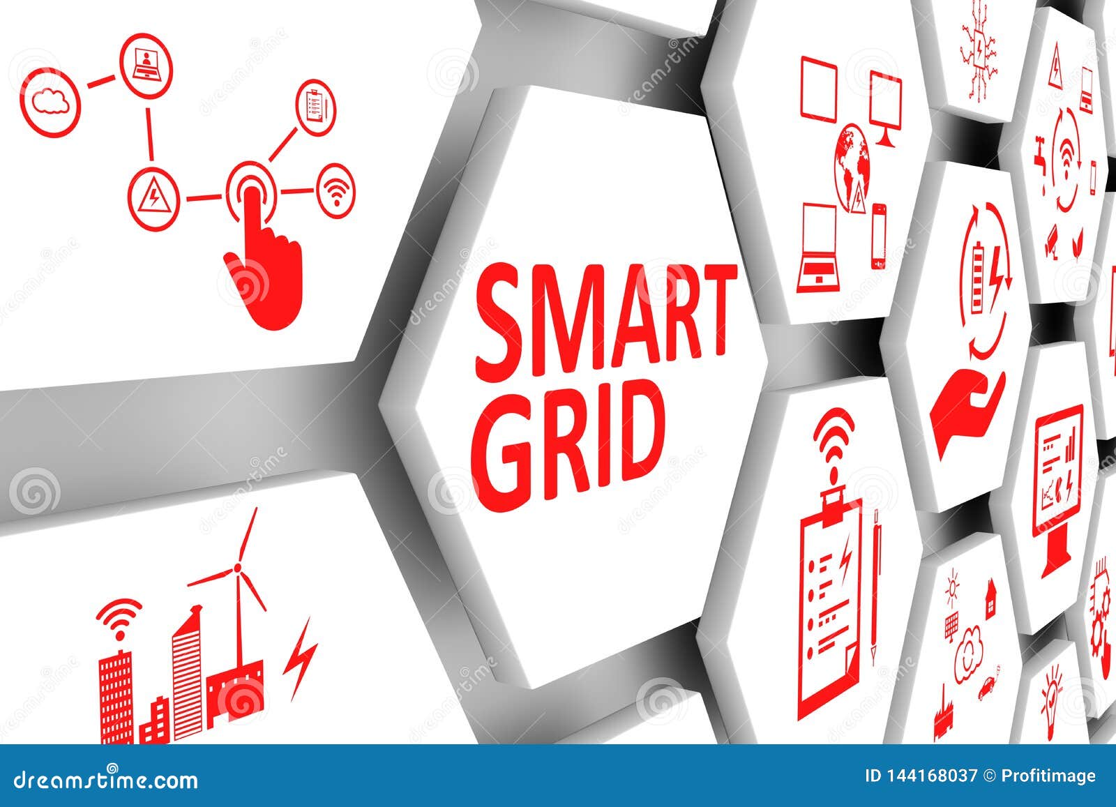 SMART GRID Concept Cell Background Stock Illustration - Illustration of ...