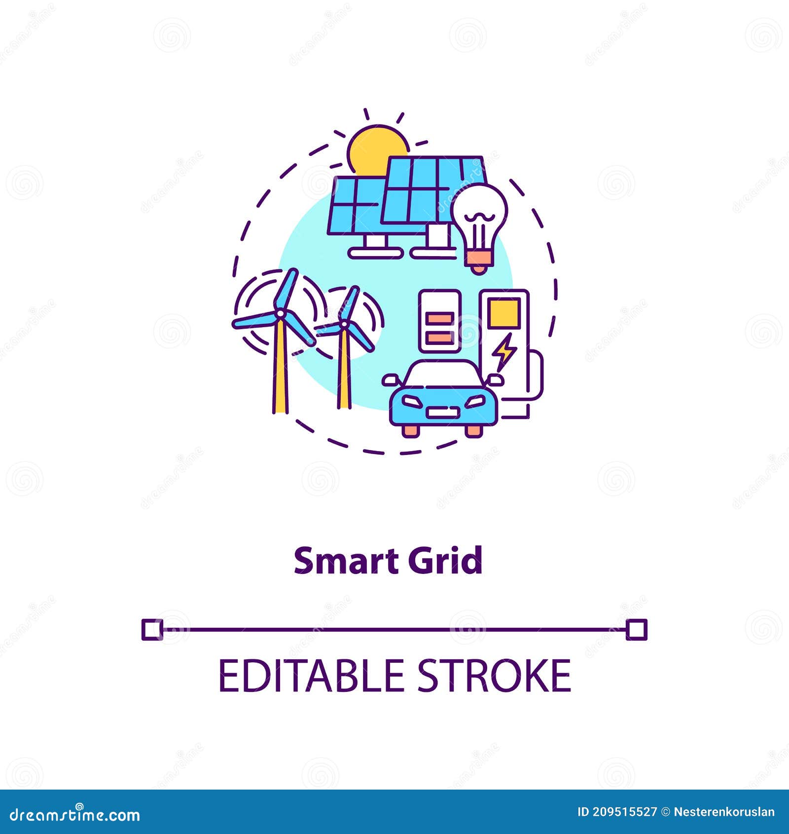 Smart grid concept icon stock vector. Illustration of icon - 209515527