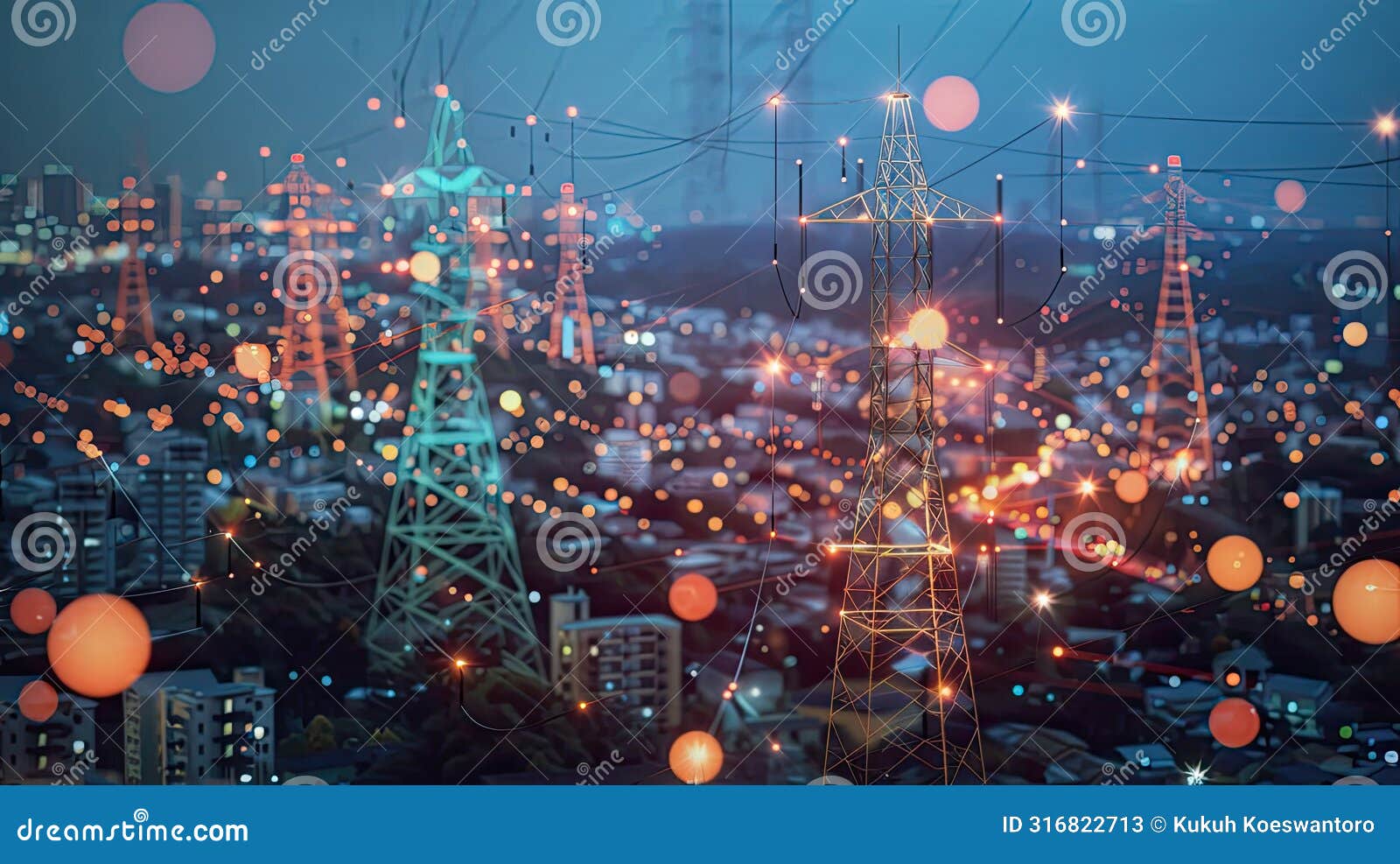 Smart Grid Infrastructure Managing Electricity Distribution Stock Image ...