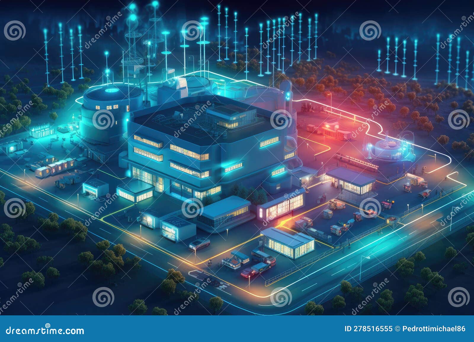 Smart Grid Technology stock illustration. Illustration of energy ...