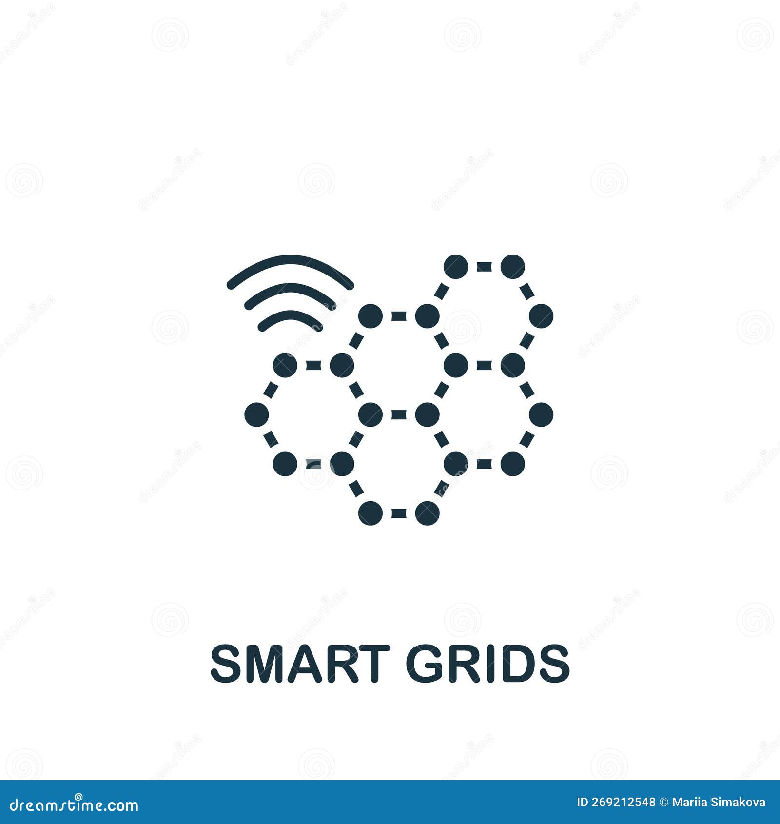 Smart Grids Icon Monochrome Simple Sign From Digitalization Collection Stock Vector