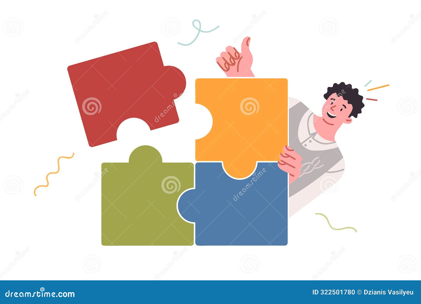 Smart Guy Assembled Puzzle Shows Thumbs Up after Successfully ...