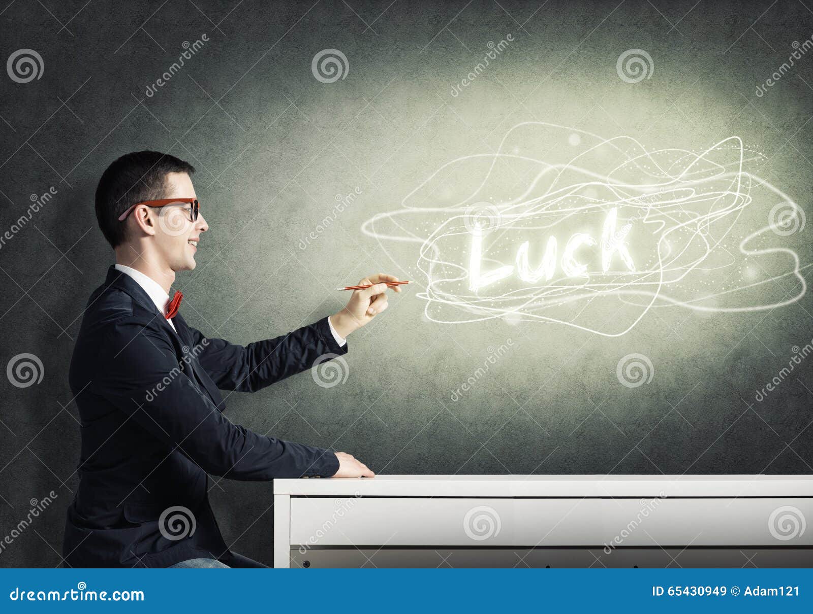 Smart guy draw on wall stock image. Image of smart, science - 65430949