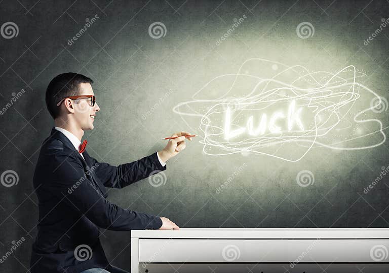 Smart guy draw on wall stock image. Image of smart, science - 65430949